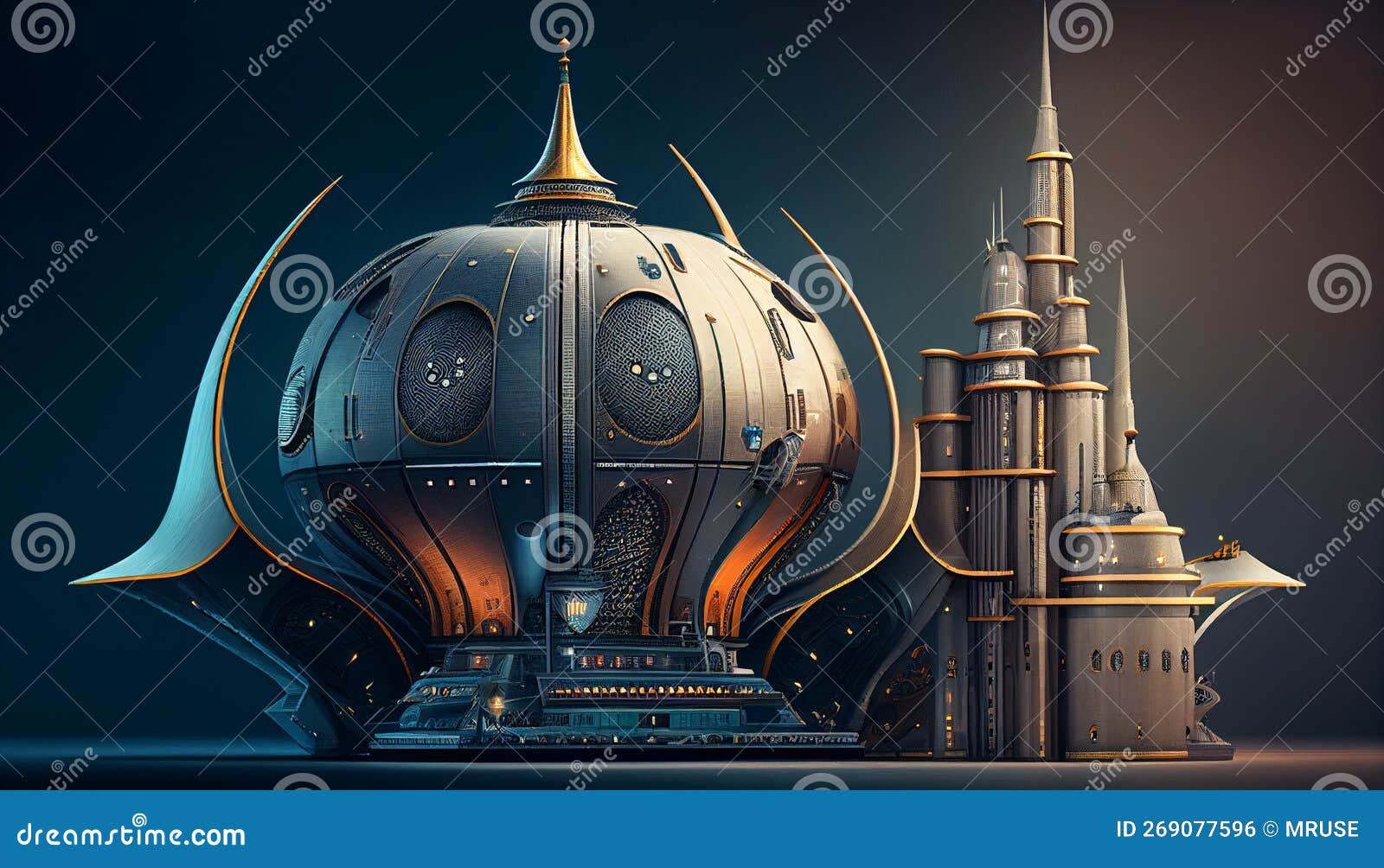 Future and Hi Tech Mosque Created with Generative AI Technology Stock ...