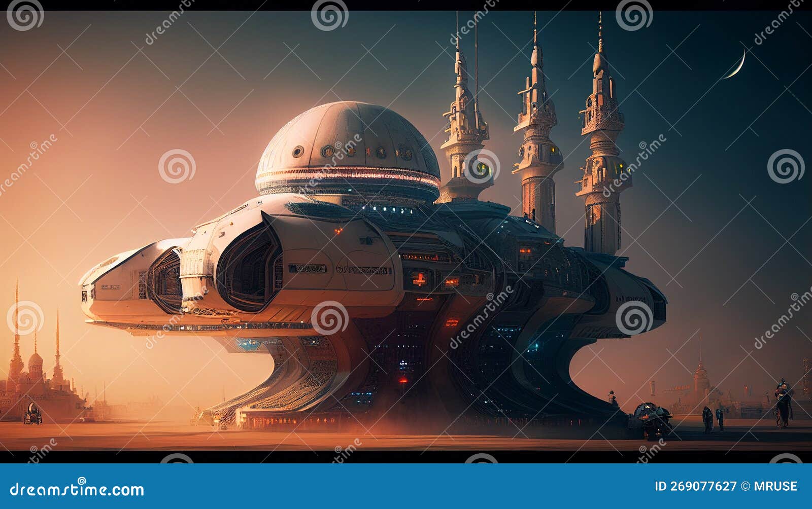 Future and Hi Tech Mosque Created with Generative AI Technology Stock ...