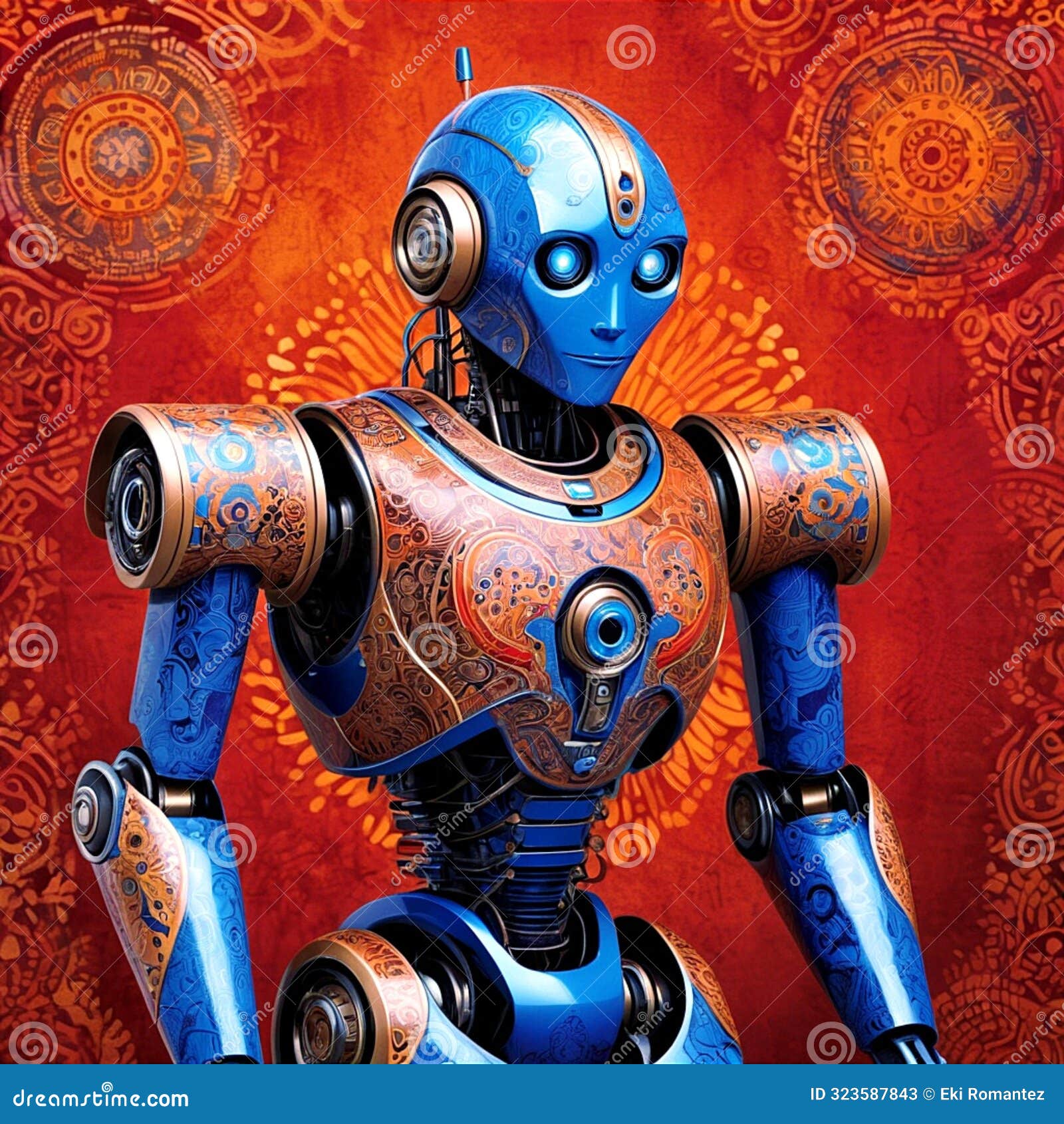 Illustration of a Future Smart Robot with a Batik Theme Stock ...