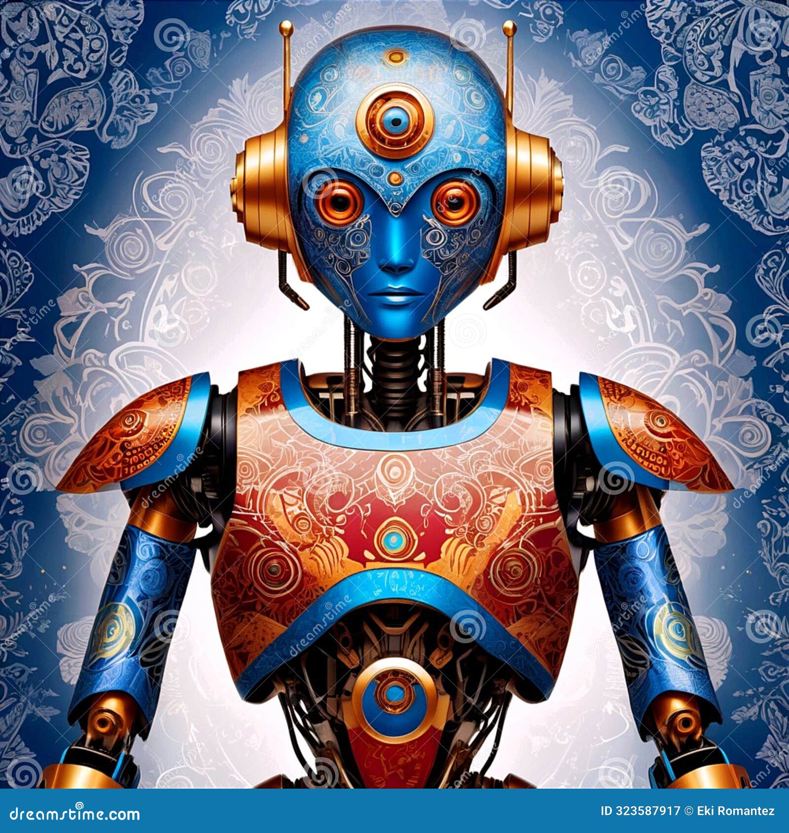 Illustration of a Future Smart Robot with a Batik Theme Stock ...