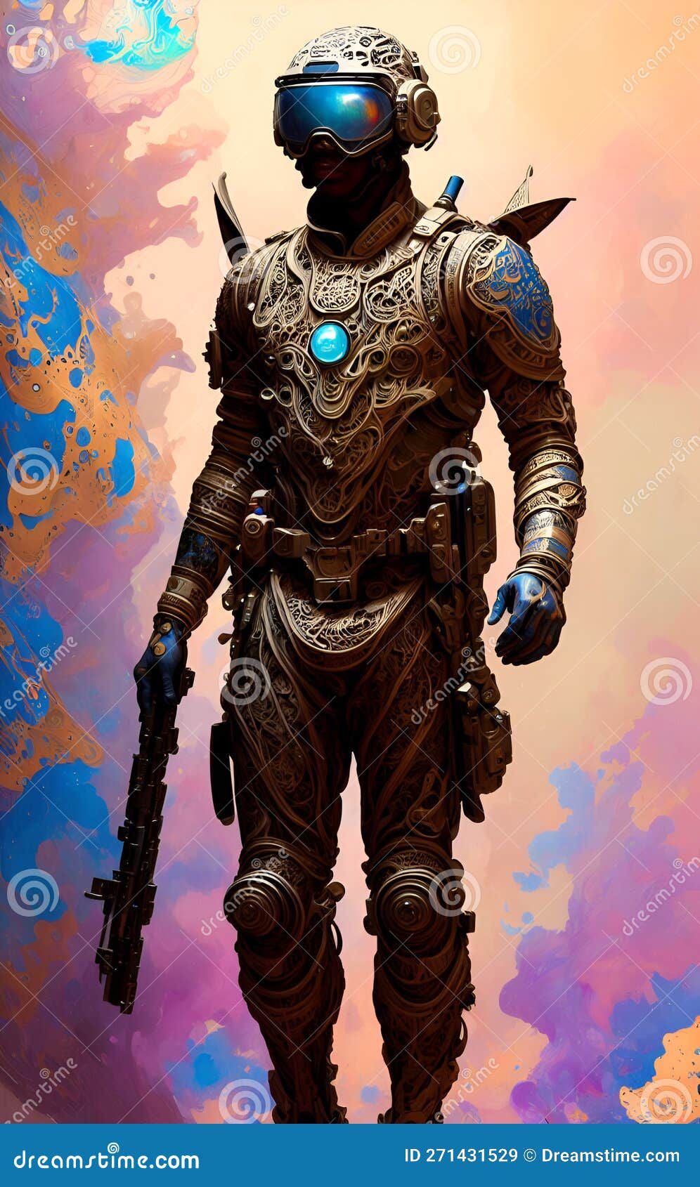 Illustration of Future Soldiers Using Full Body Armor. Stock ...