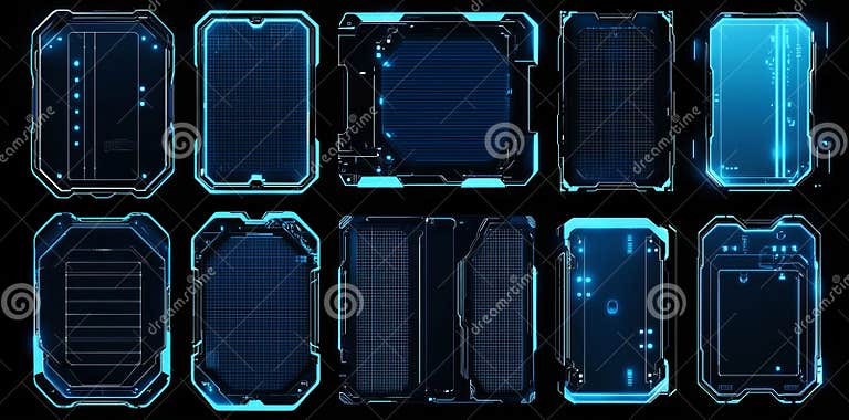 An Illustration of a Futuristic Frame Plane User Interface with Digital ...