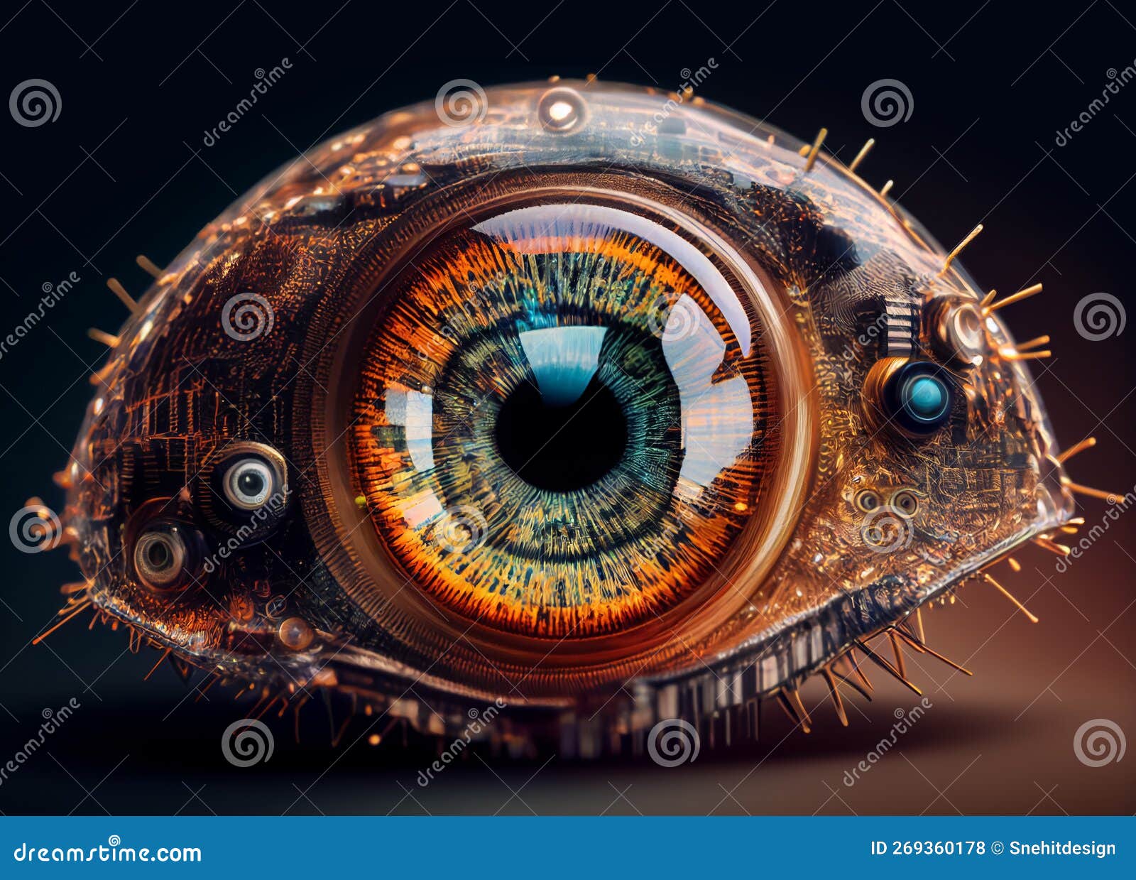 Illustration of Futuristic Human Eye with Electronic Elements, AI ...
