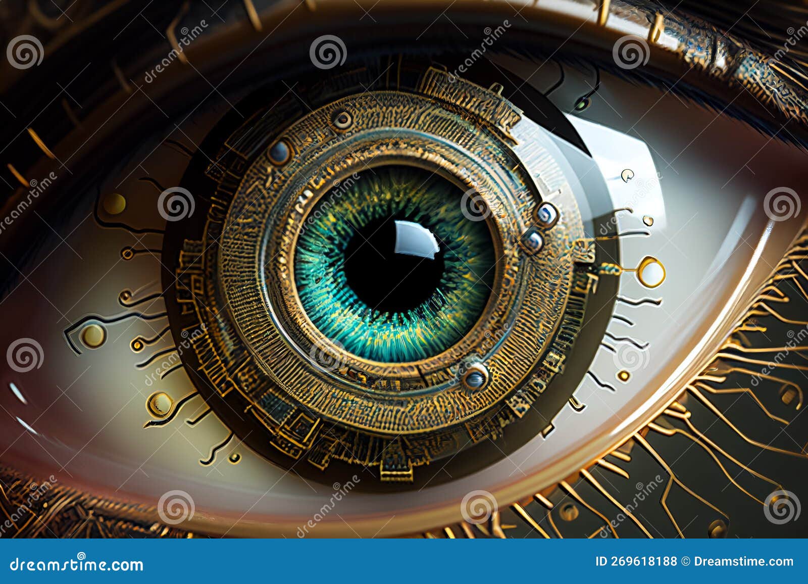 An Illustration of Futuristic Human Eye with Electronic Elements, AI ...