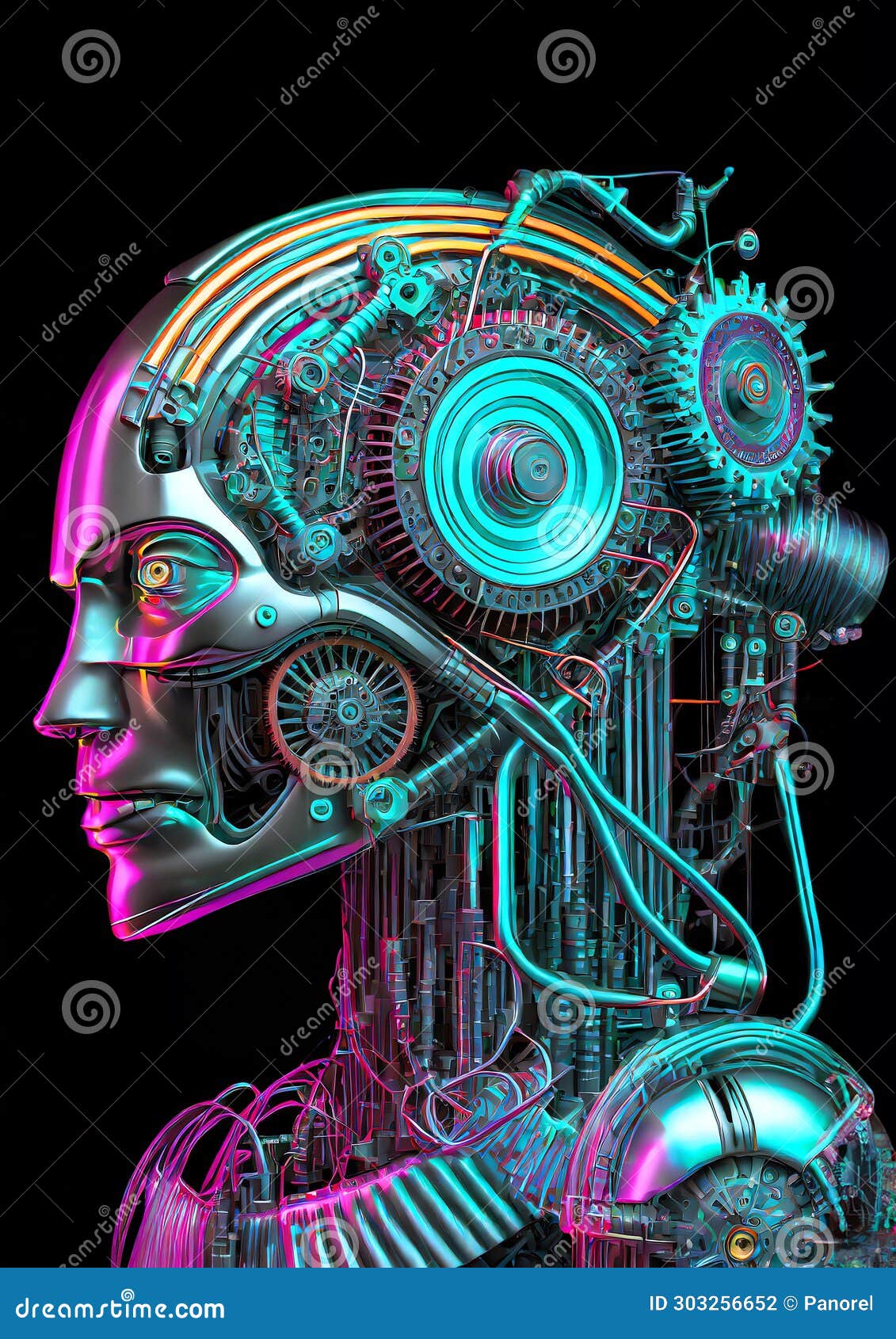 An Illustration of a Futuristic Robotic Android with AI Capability ...