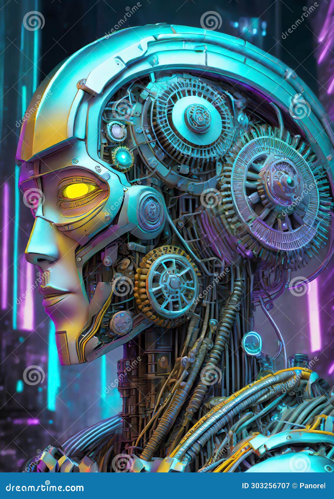 An Illustration of a Futuristic Robotic Android with AI Capability ...