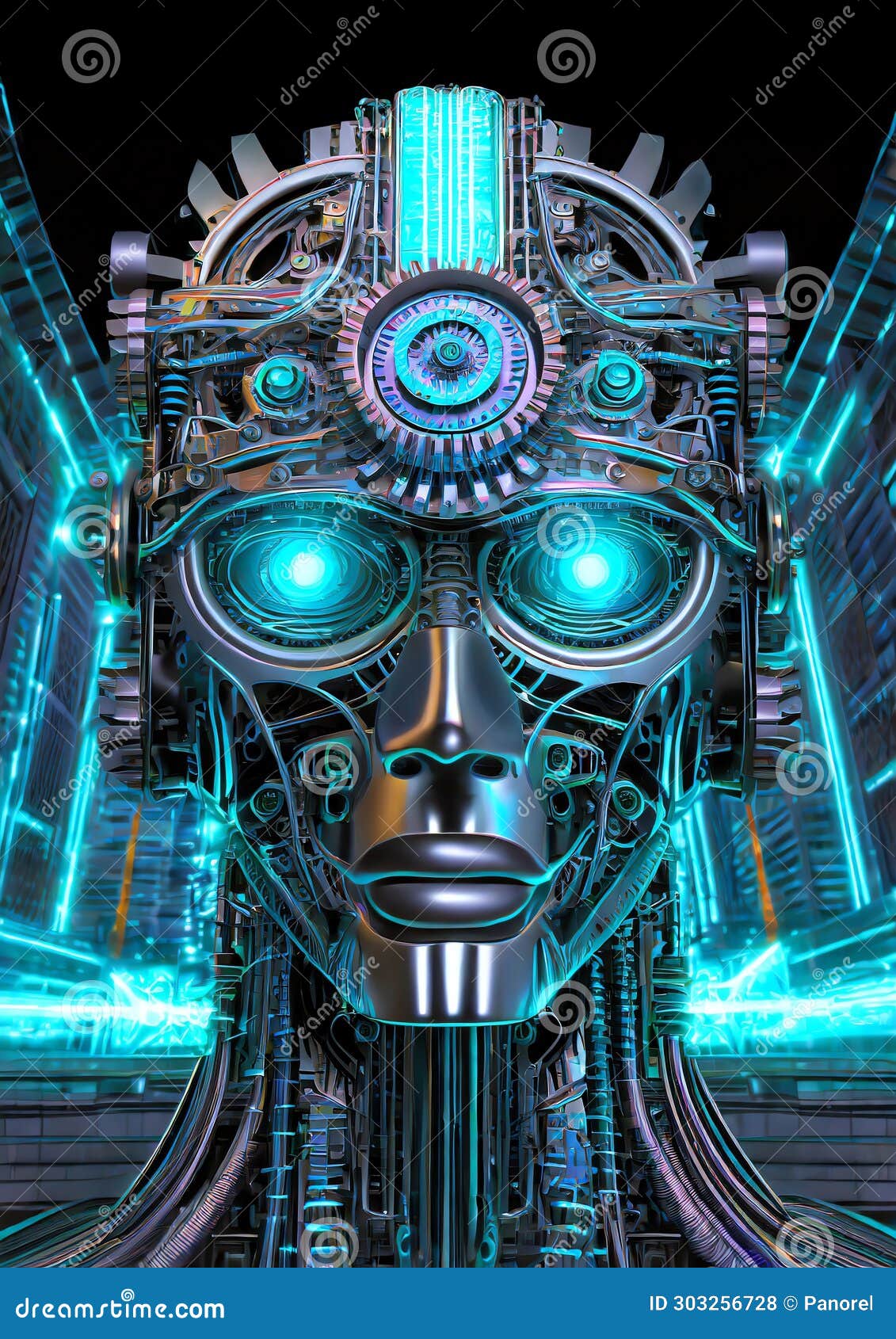 An Illustration of a Futuristic Robotic Android with AI Capability ...