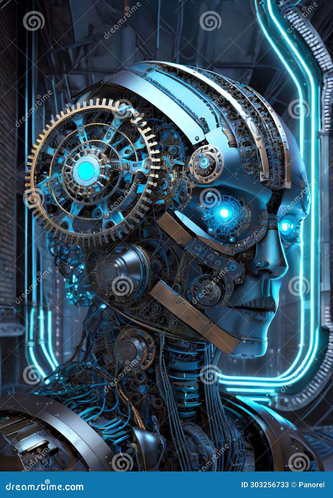 An Illustration of a Futuristic Robotic Android with AI Capability ...