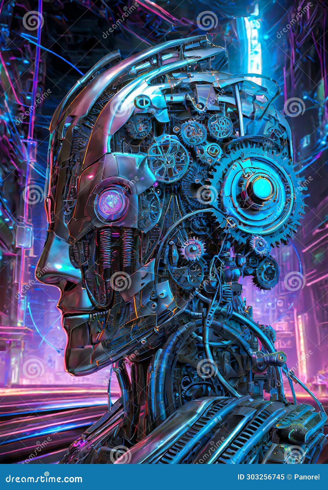 An Illustration of a Futuristic Robotic Android with AI Capability ...