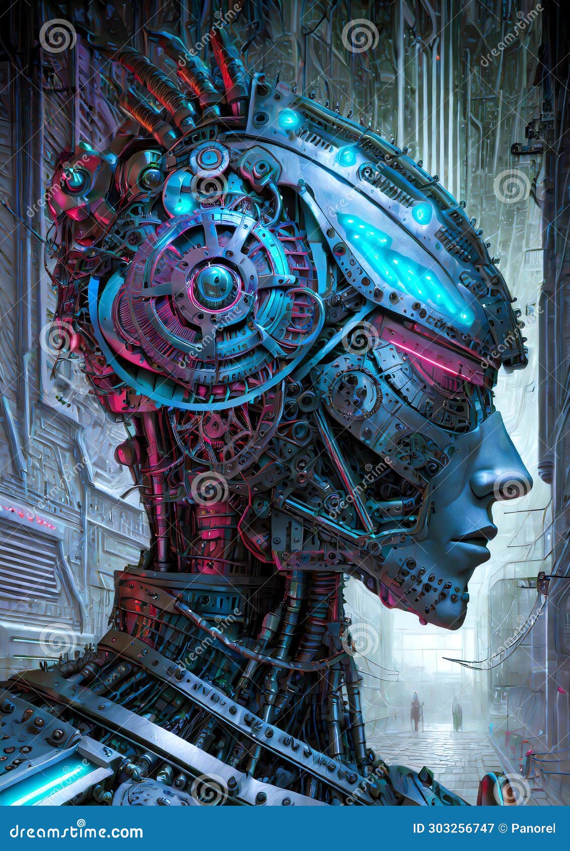 An Illustration of a Futuristic Robotic Android with AI Capability ...