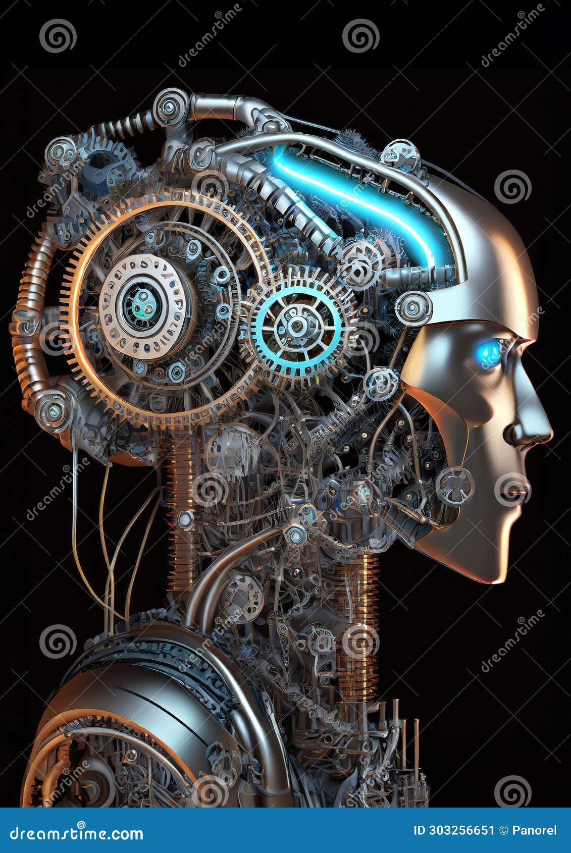 An Illustration of a Futuristic Robotic Android with AI Capability ...