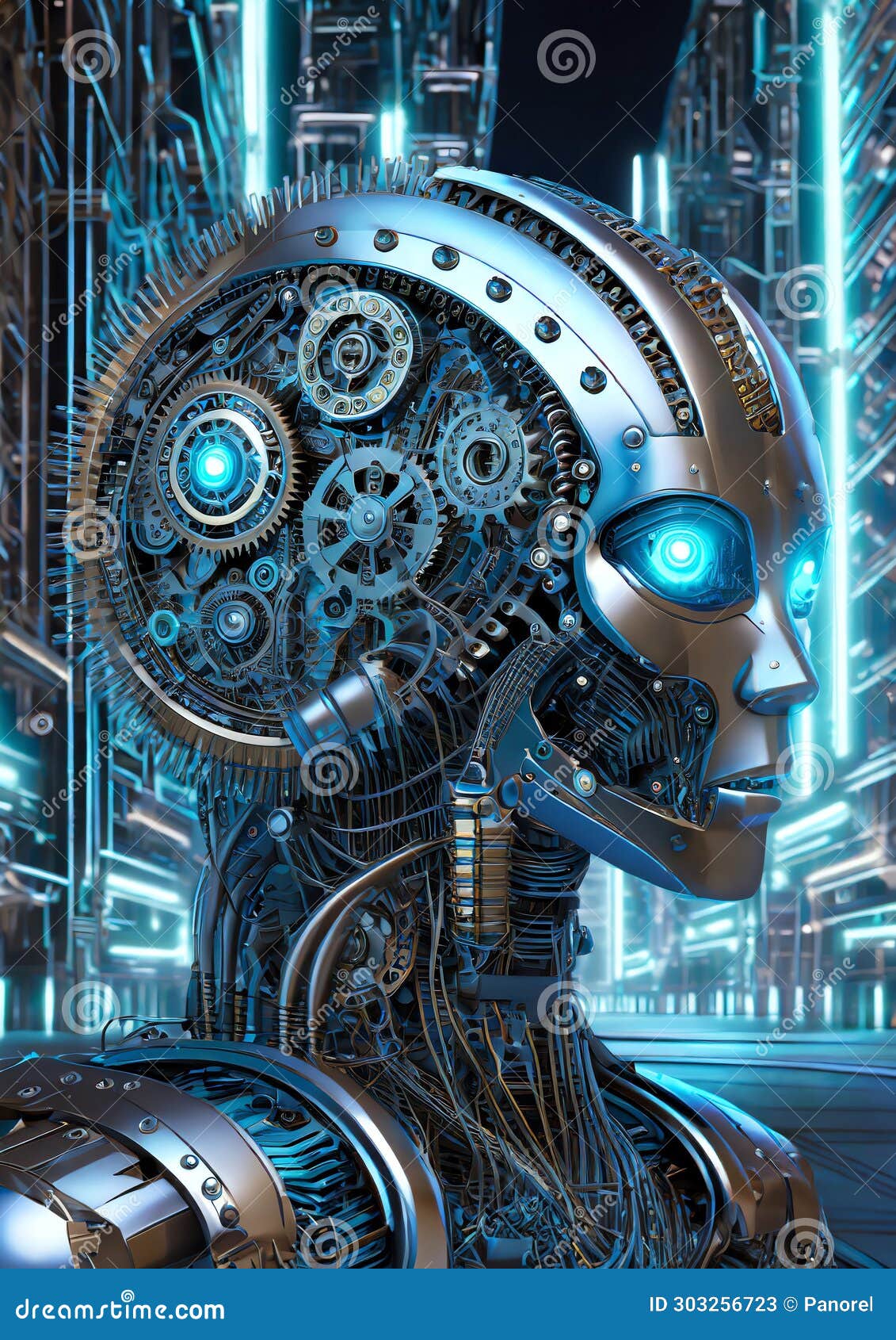 An Illustration of a Futuristic Robotic Android with AI Capability ...