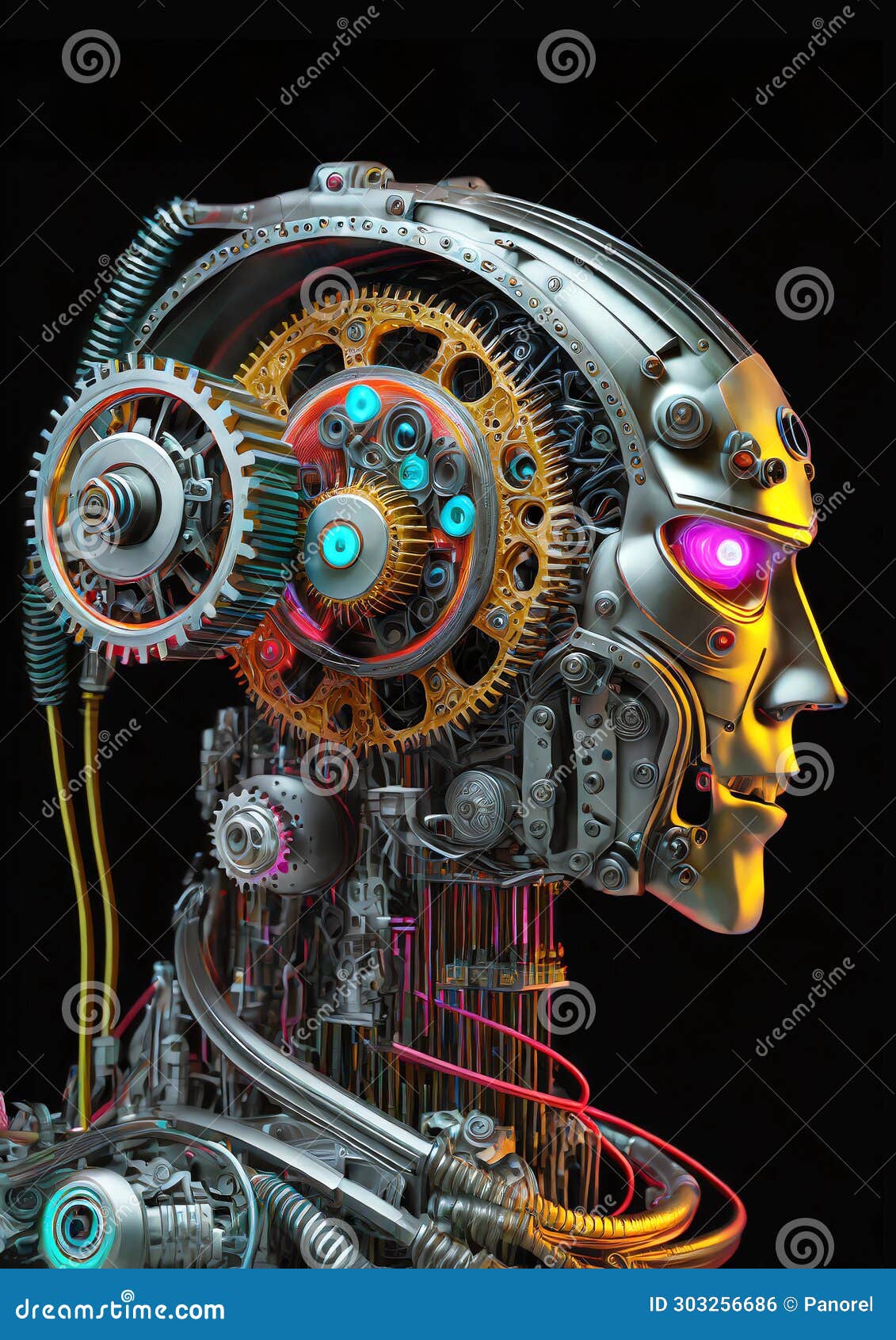 An Illustration of a Futuristic Robotic Android with AI Capability ...