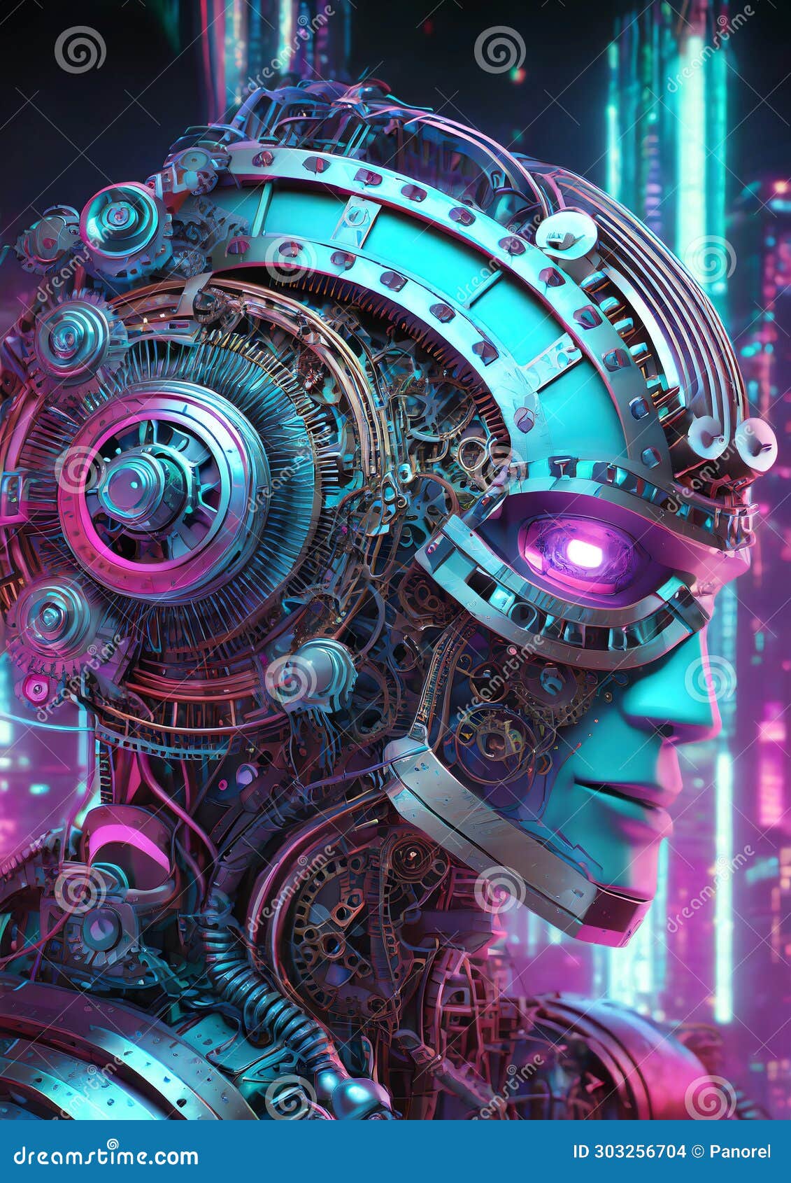 An Illustration of a Futuristic Robotic Android with AI Capability ...