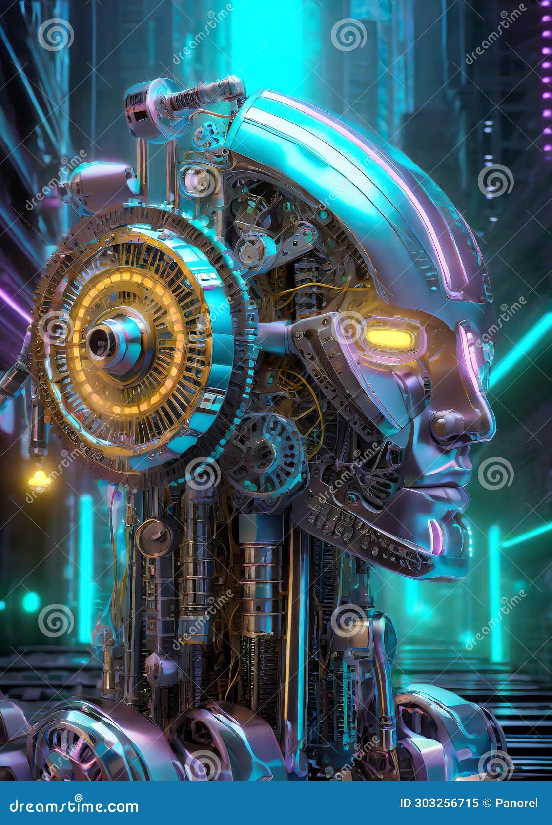 An Illustration of a Futuristic Robotic Android with AI Capability ...