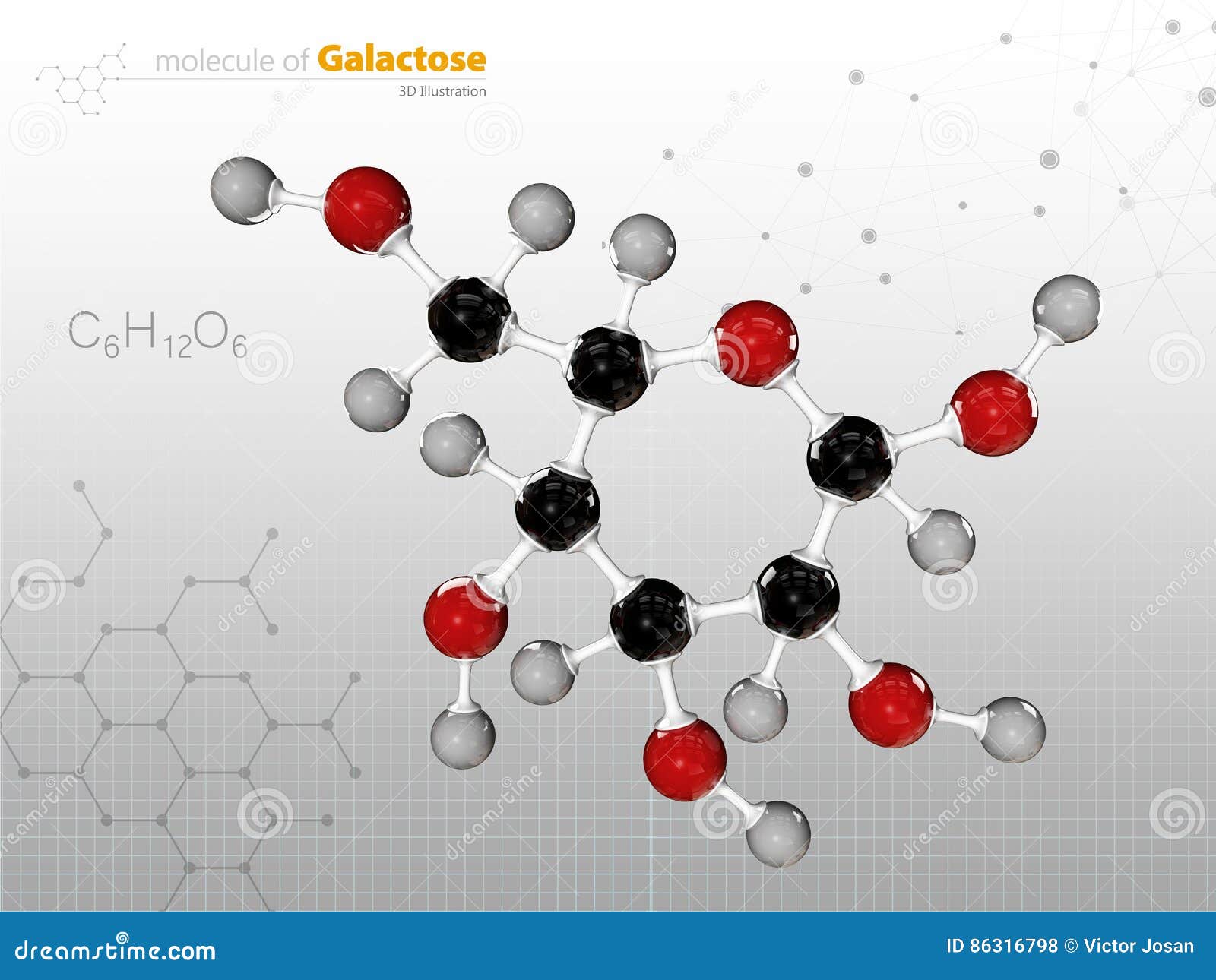 Galactose, D-galactose, Milk Sugar Molecule. Linear Form. Structural ...