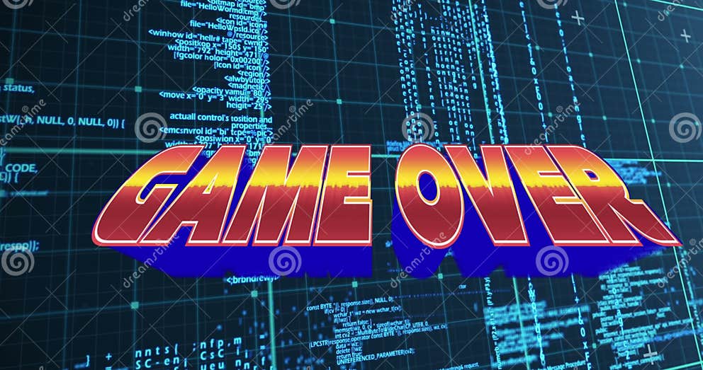 Illustration of Game Over Text with Grid Pattern Over Computer ...