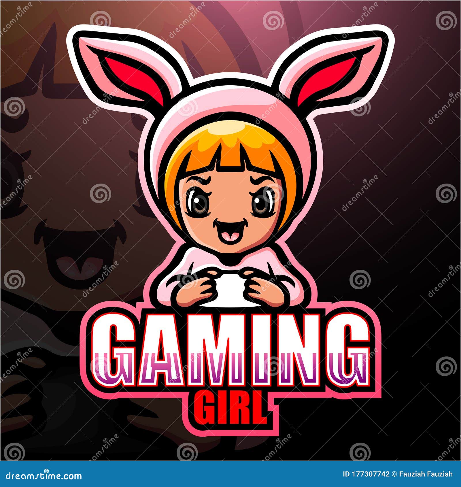 Gamer Girl Mascot Esport Logo Design Stock Vector Illustration Of