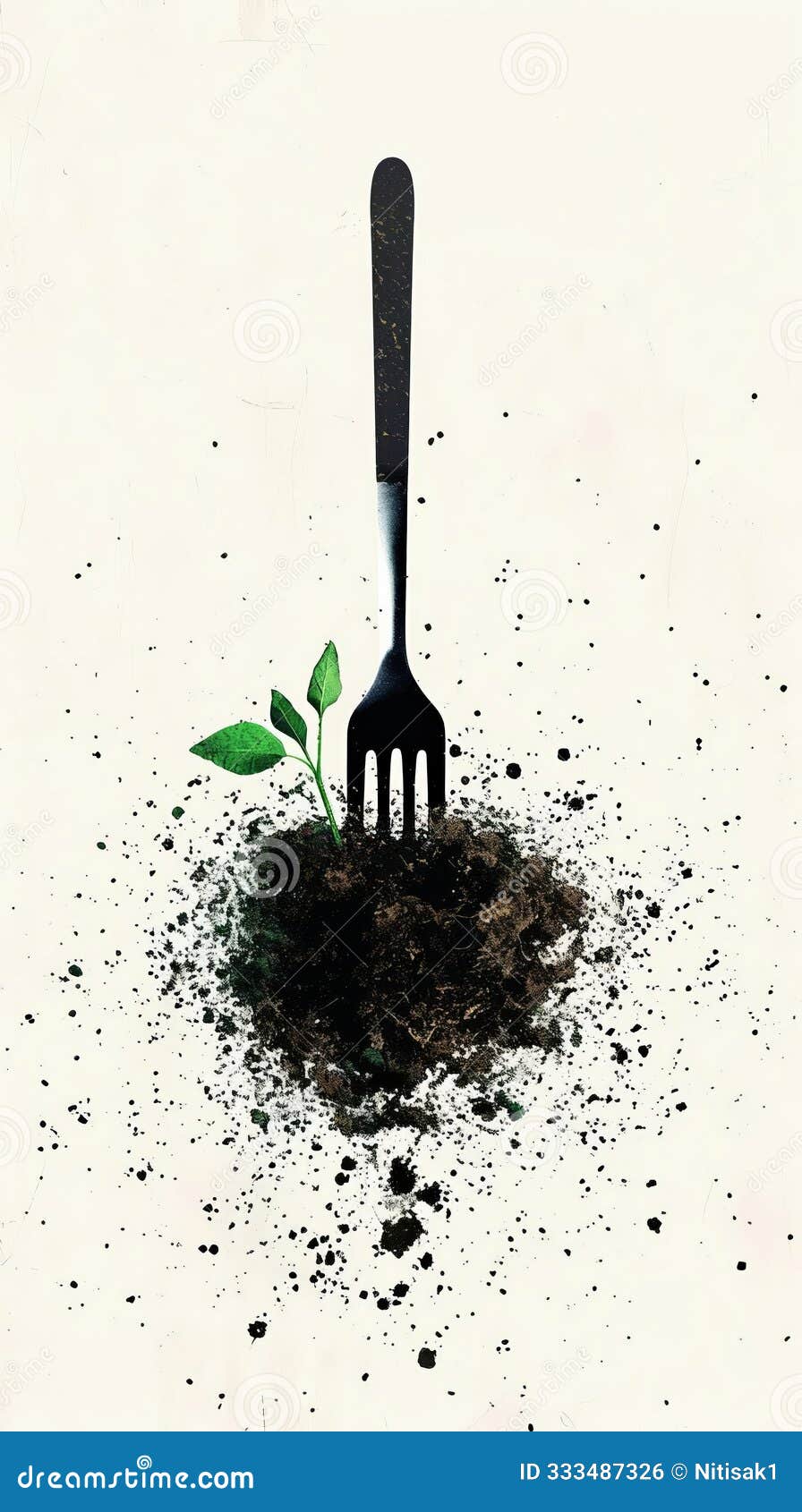 Illustration of a Garden Fork Turning Over Soil with a White Backdrop ...
