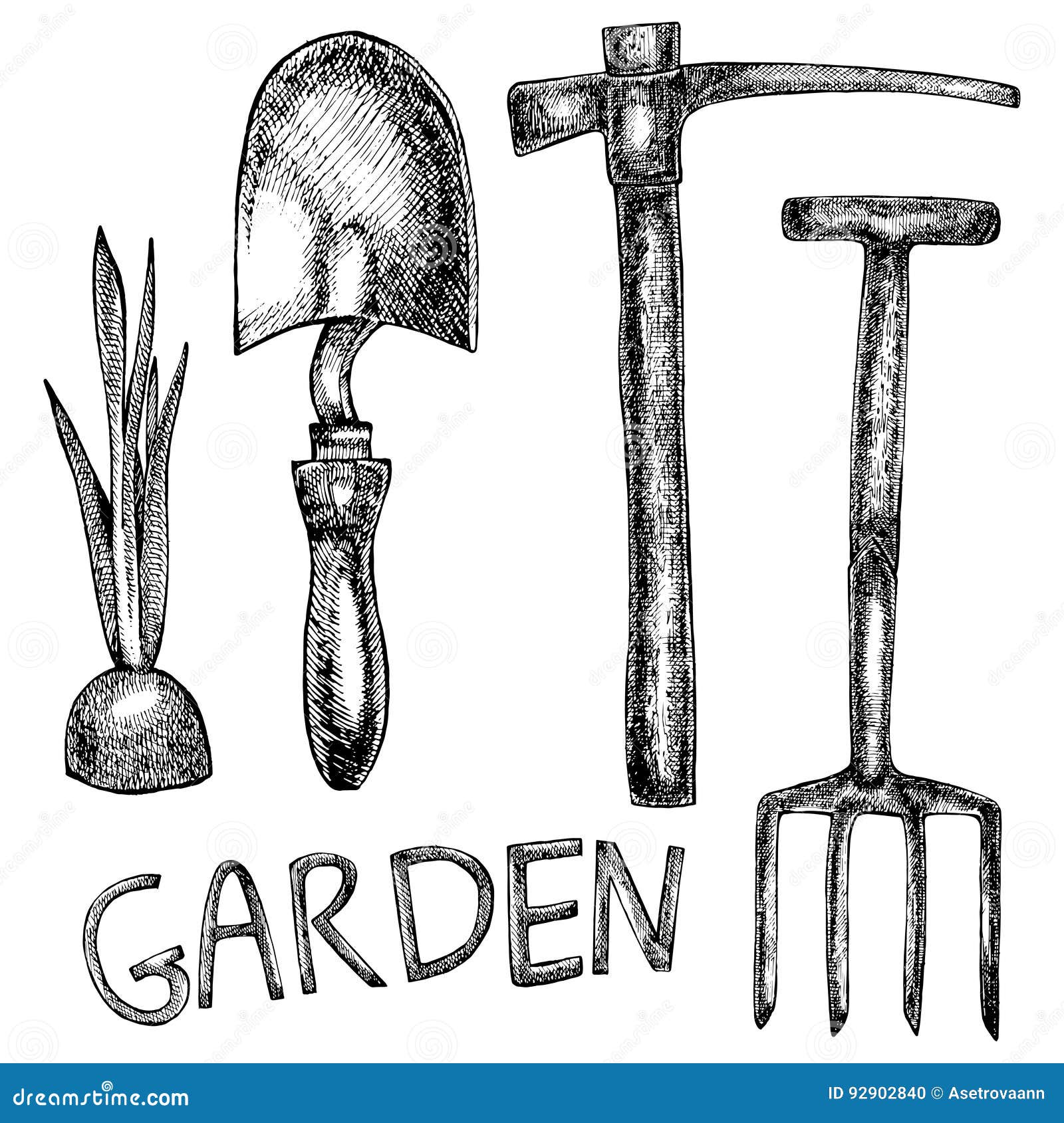 Illustration of Garden Tools. Stock Vector - Illustration of doodle ...
