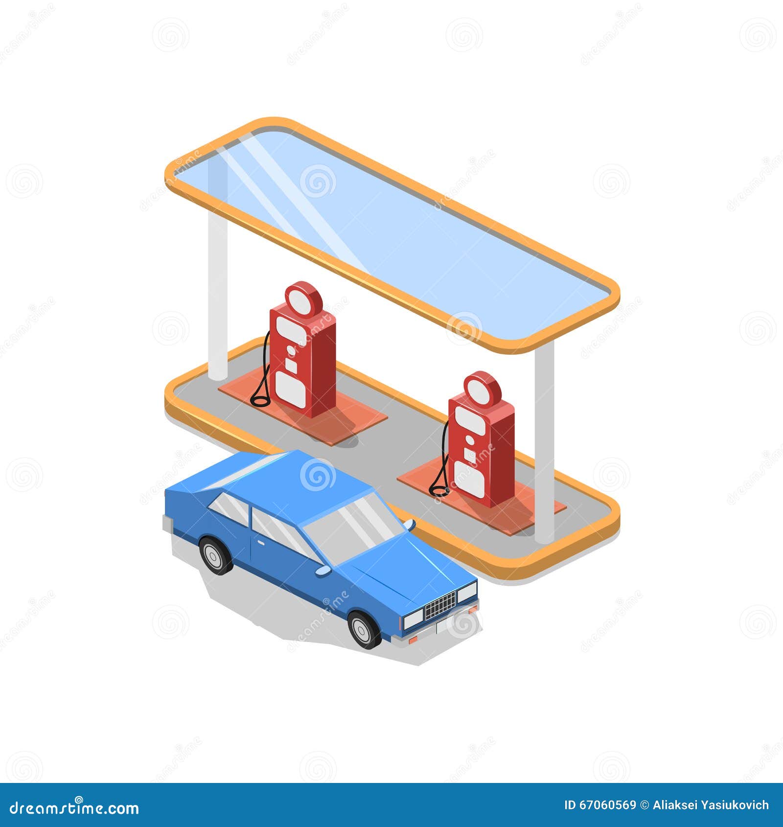 Illustration gas station. stock vector. Illustration of department ...