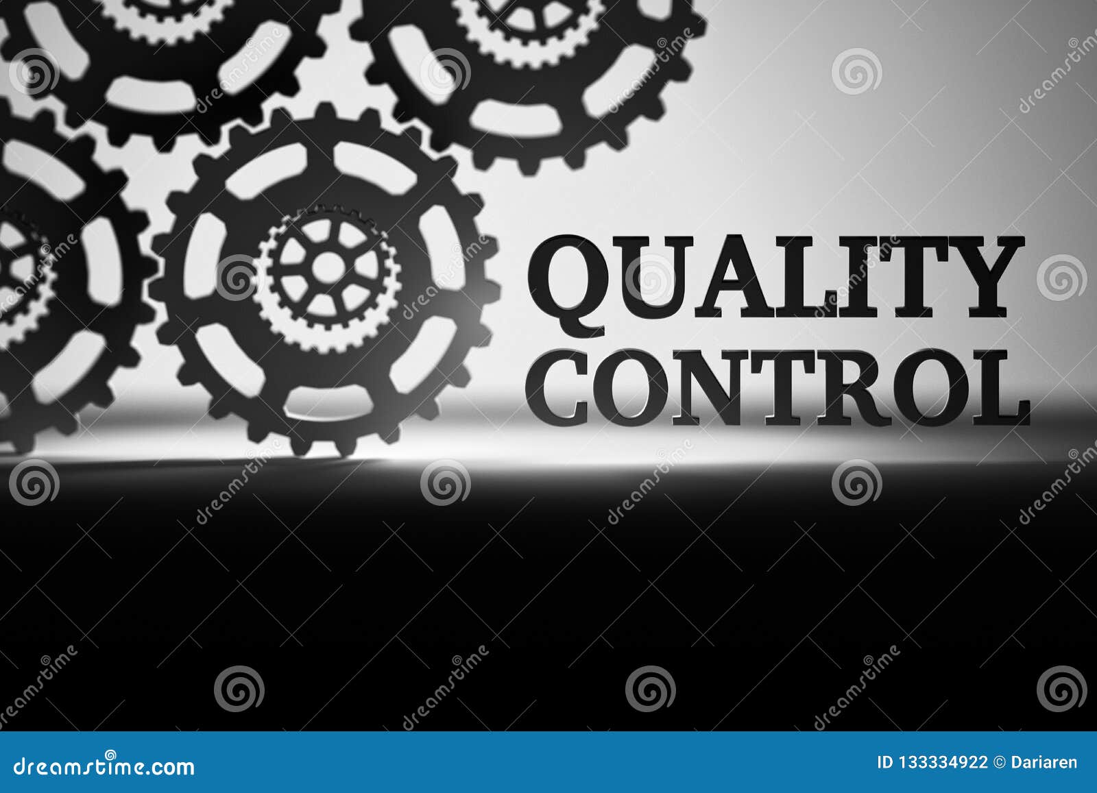 Illustration with Gears and Quality Control Words in Black and White ...