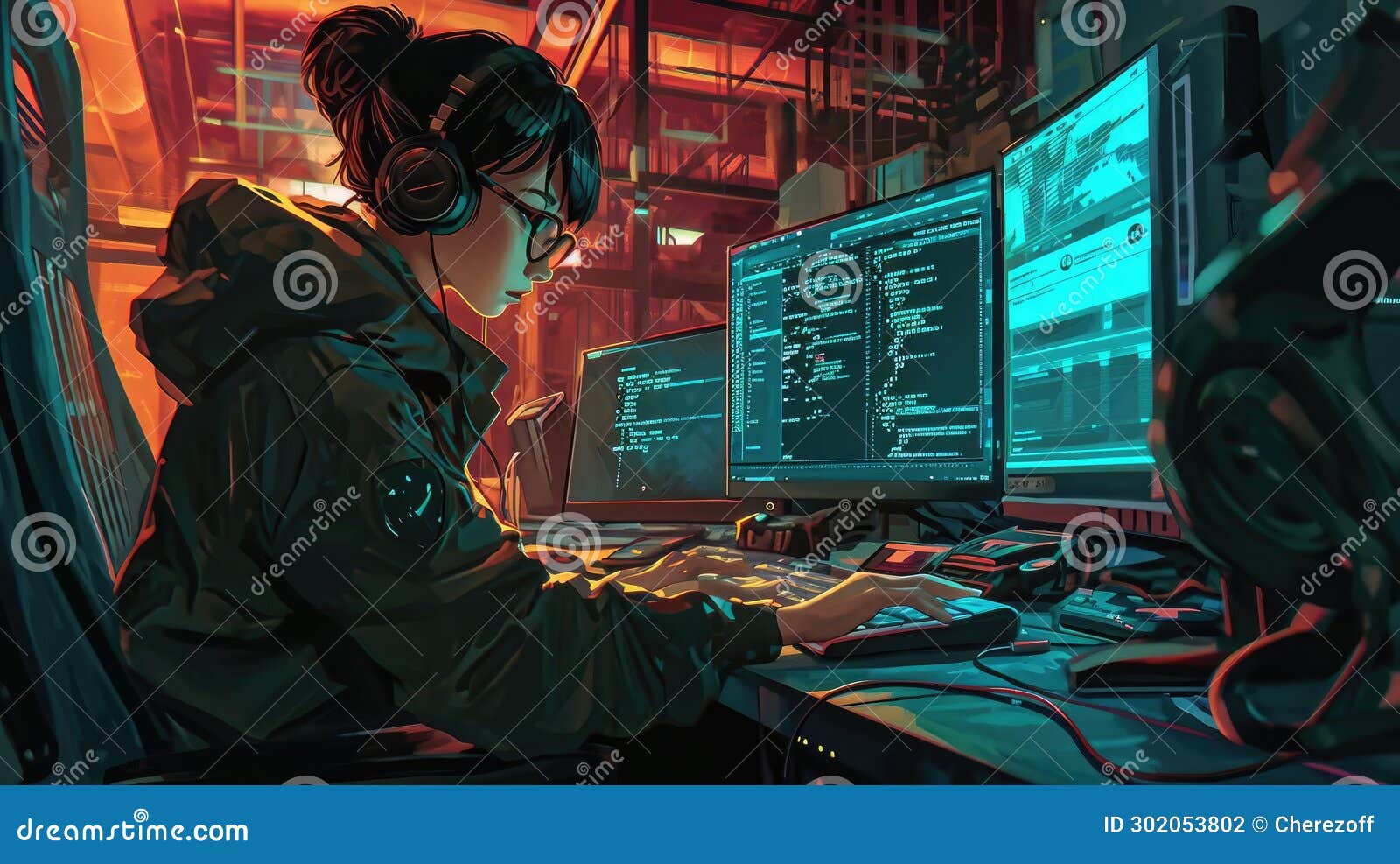 Illustration of a Geek at Work Stock Photo - Image of person, concept ...