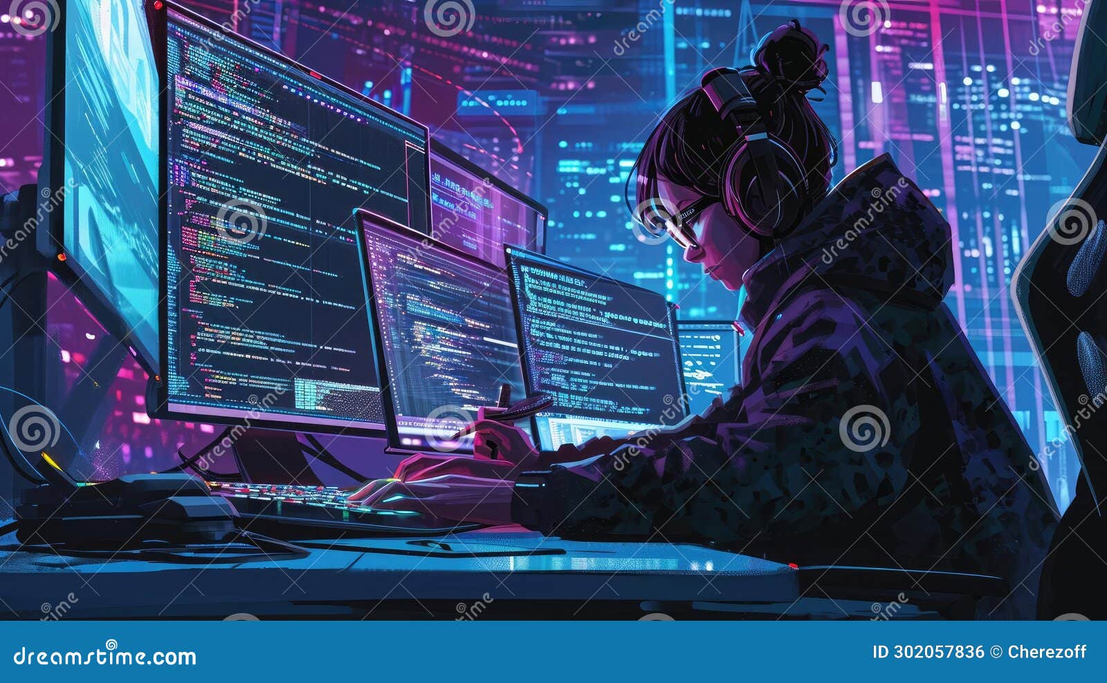 Illustration of a Geek at Work Stock Photo - Image of happy, person ...