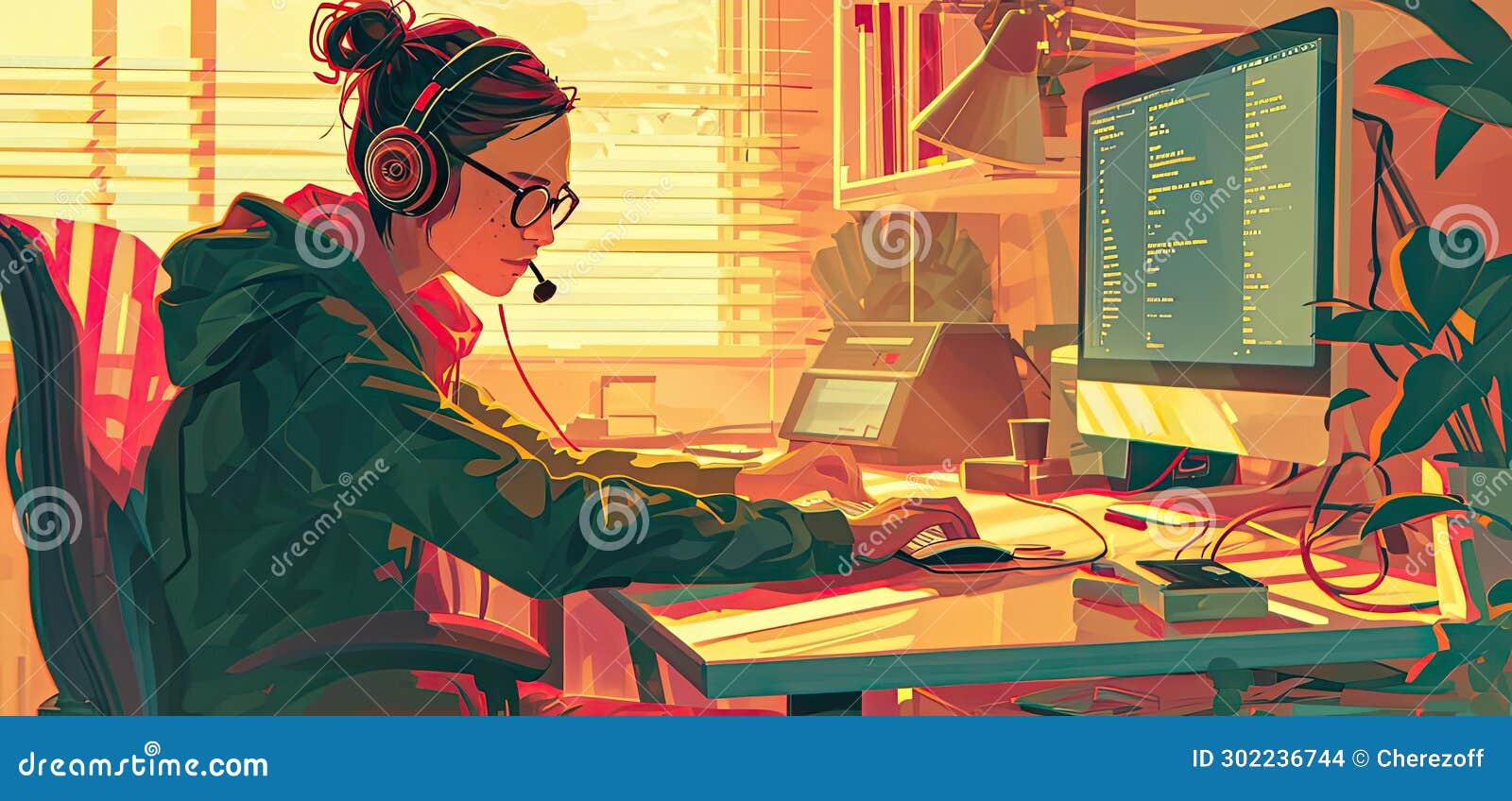 Illustration of a Geek at Work Stock Photo - Image of person ...