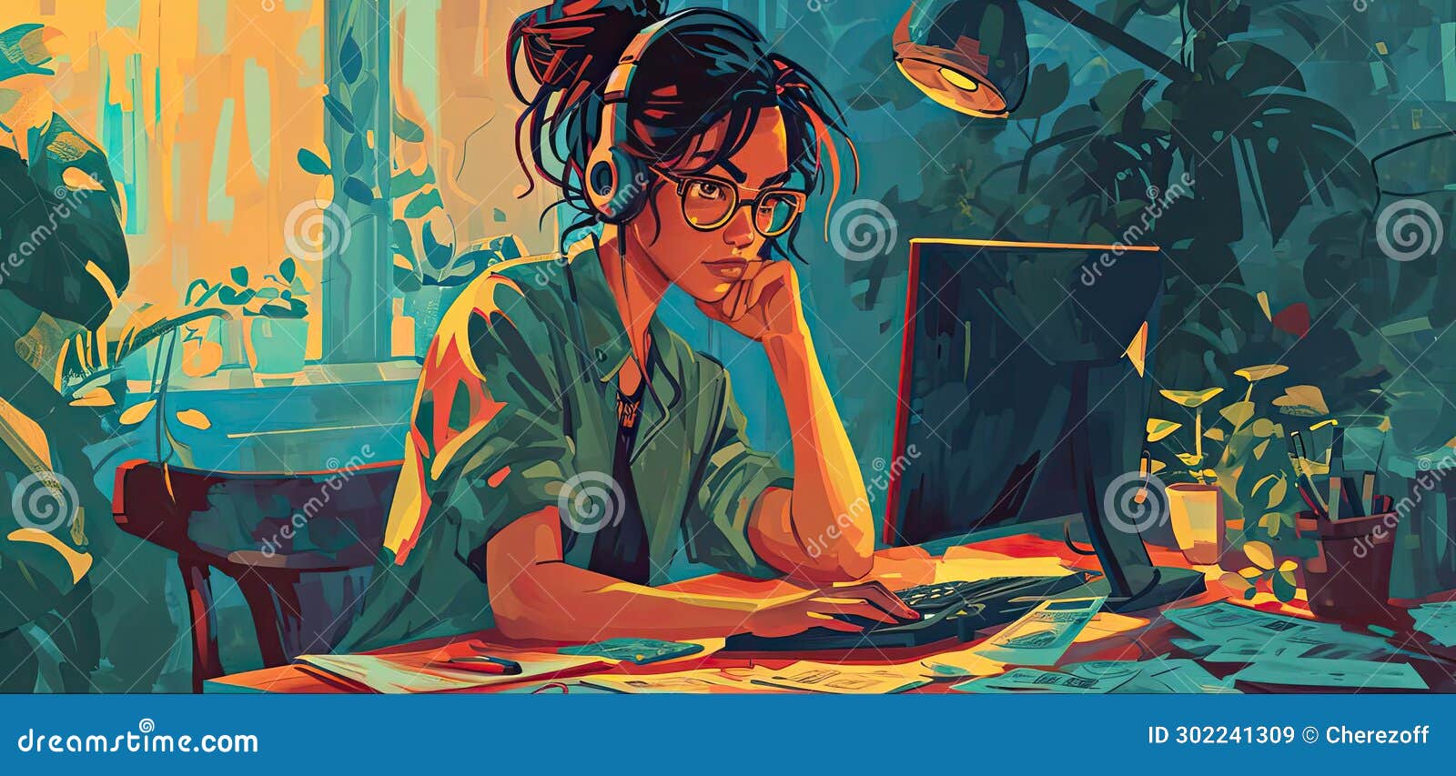 Illustration of a Geek at Work Stock Image - Image of person, code ...