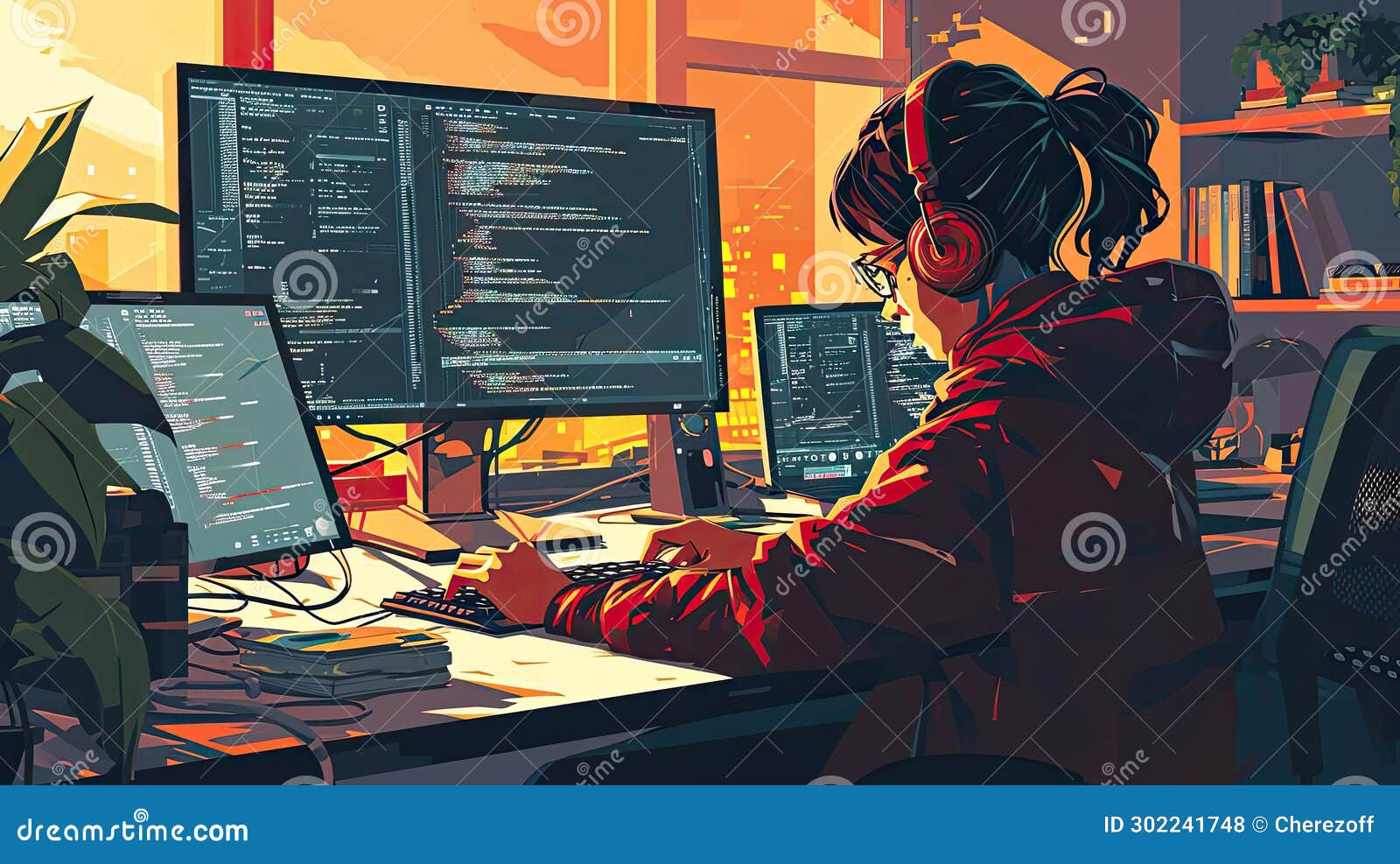 Illustration of a Geek at Work Stock Photo - Image of outline ...