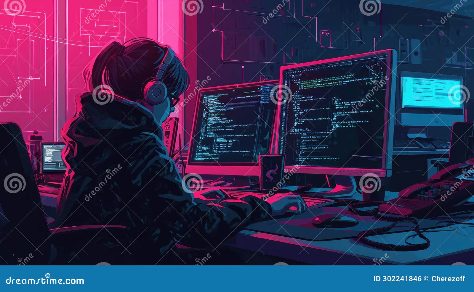 Illustration of a Geek at Work Stock Photo - Image of workplace, happy ...