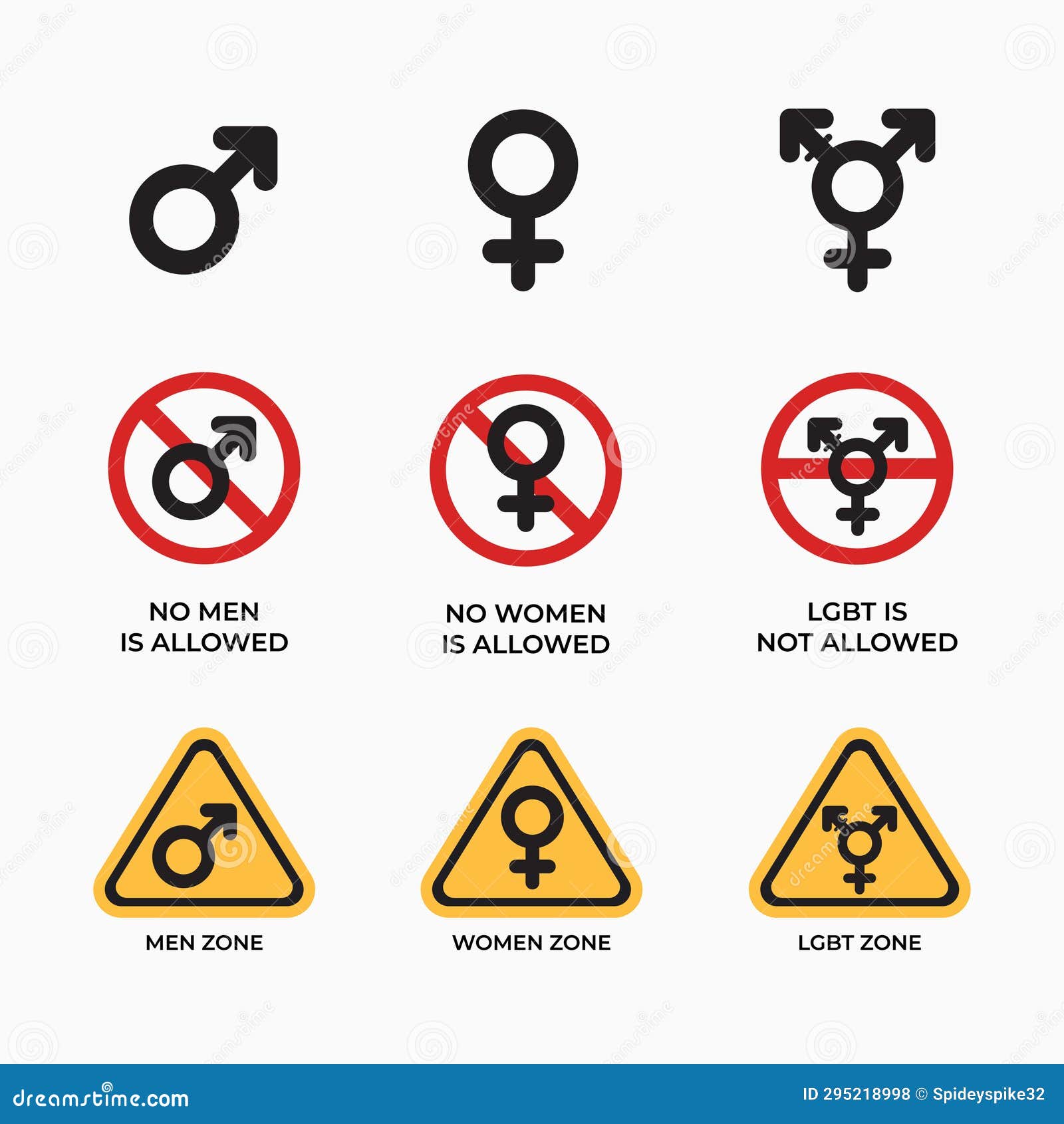 Illustration of Gender Symbols and Associated Warnings Stock Vector ...