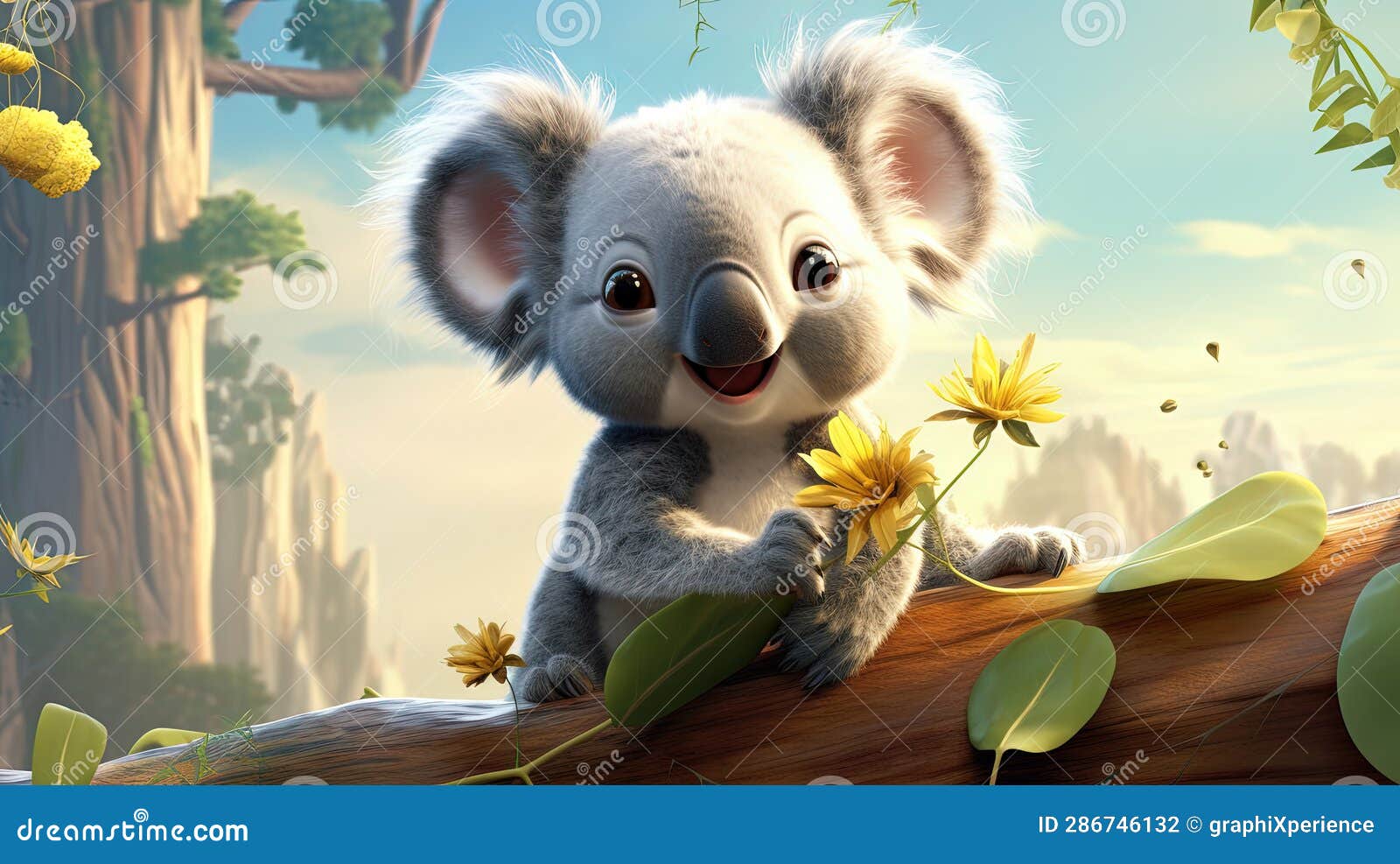 Cute Koala Anime Wallpaper stock illustration. Illustration of painting ...