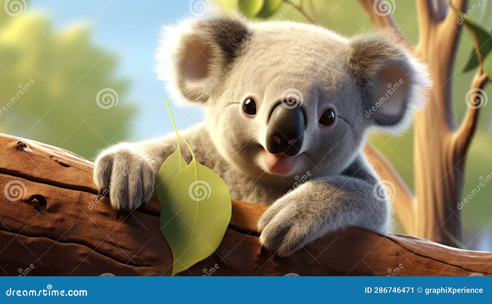 Cute Koala Anime Wallpaper stock illustration. Illustration of features ...
