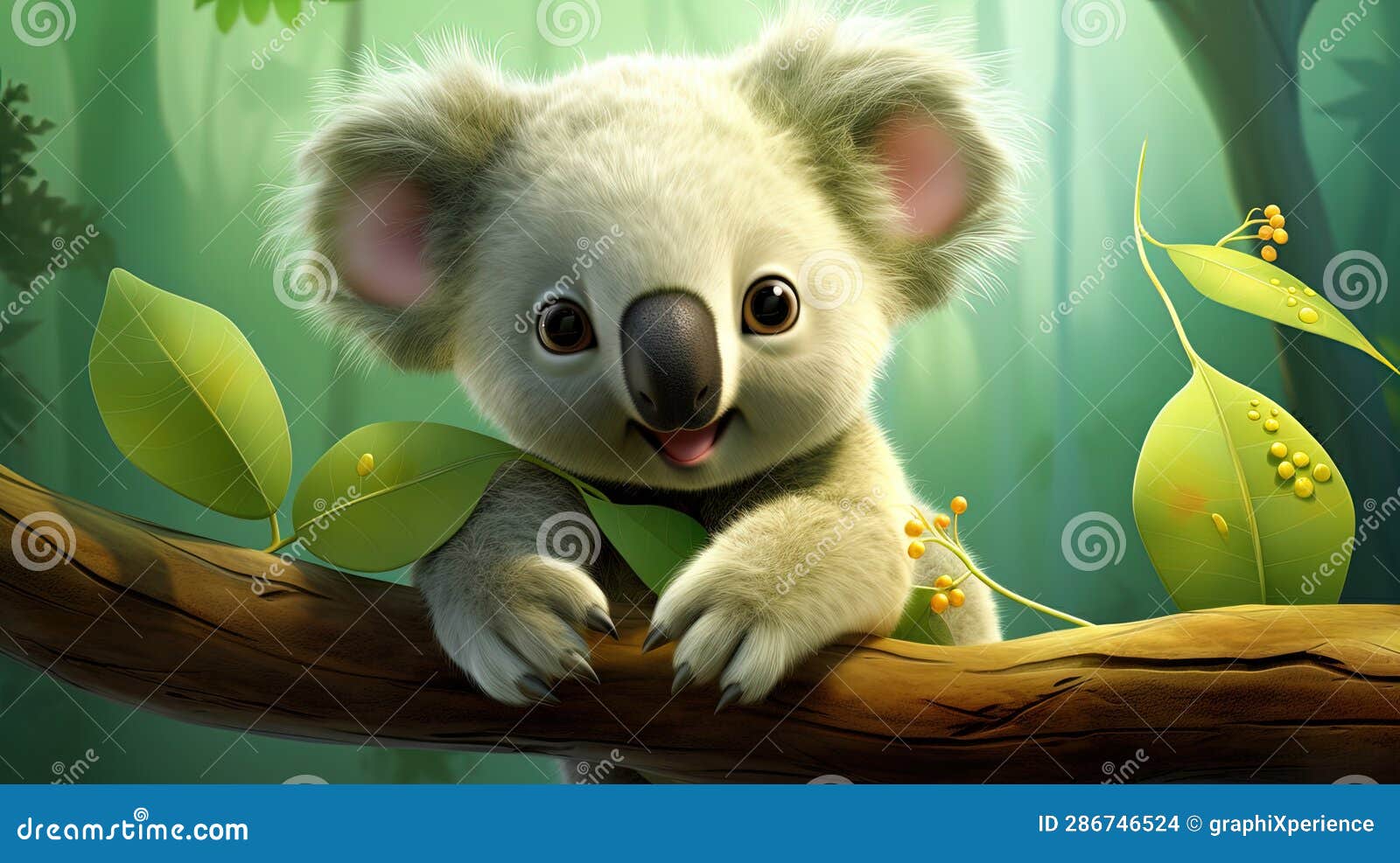 Cute Koala Anime Wallpaper stock illustration. Illustration of flowers ...