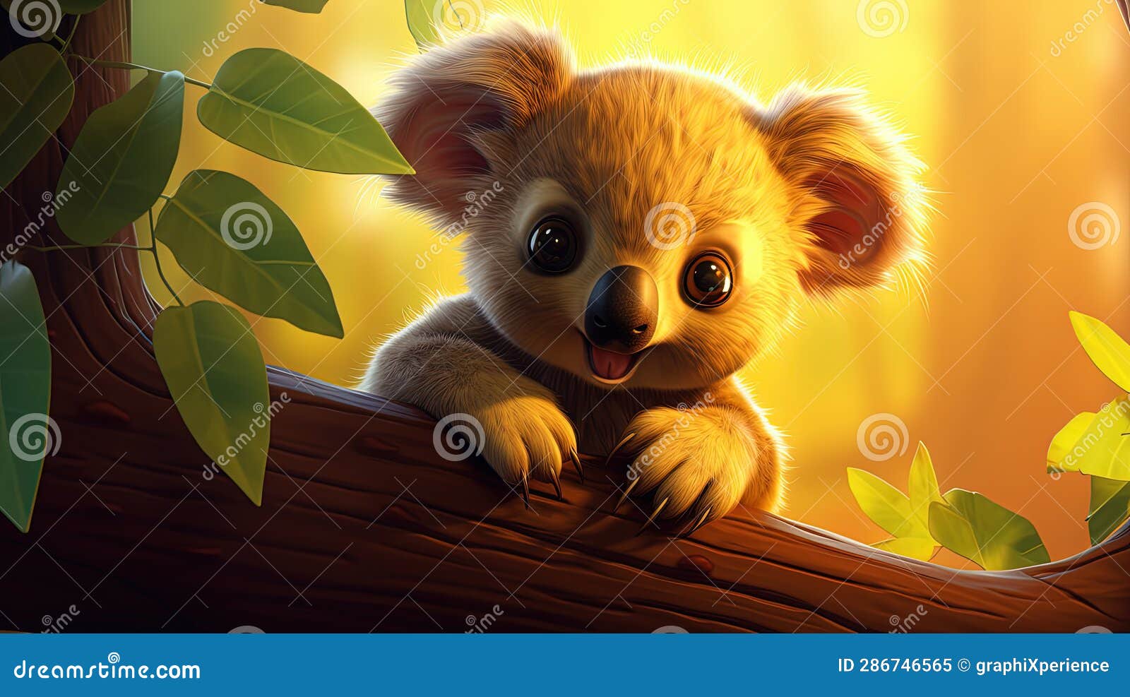 Cute Koala Anime Wallpaper stock illustration. Illustration of ...