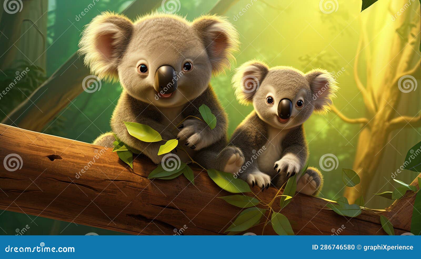 Cute Koala Anime Wallpaper stock illustration. Illustration of ...