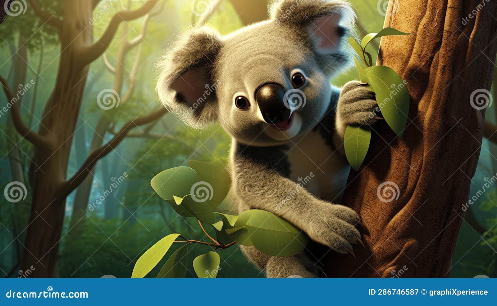Cute Koala Anime Wallpaper stock illustration. Illustration of ...