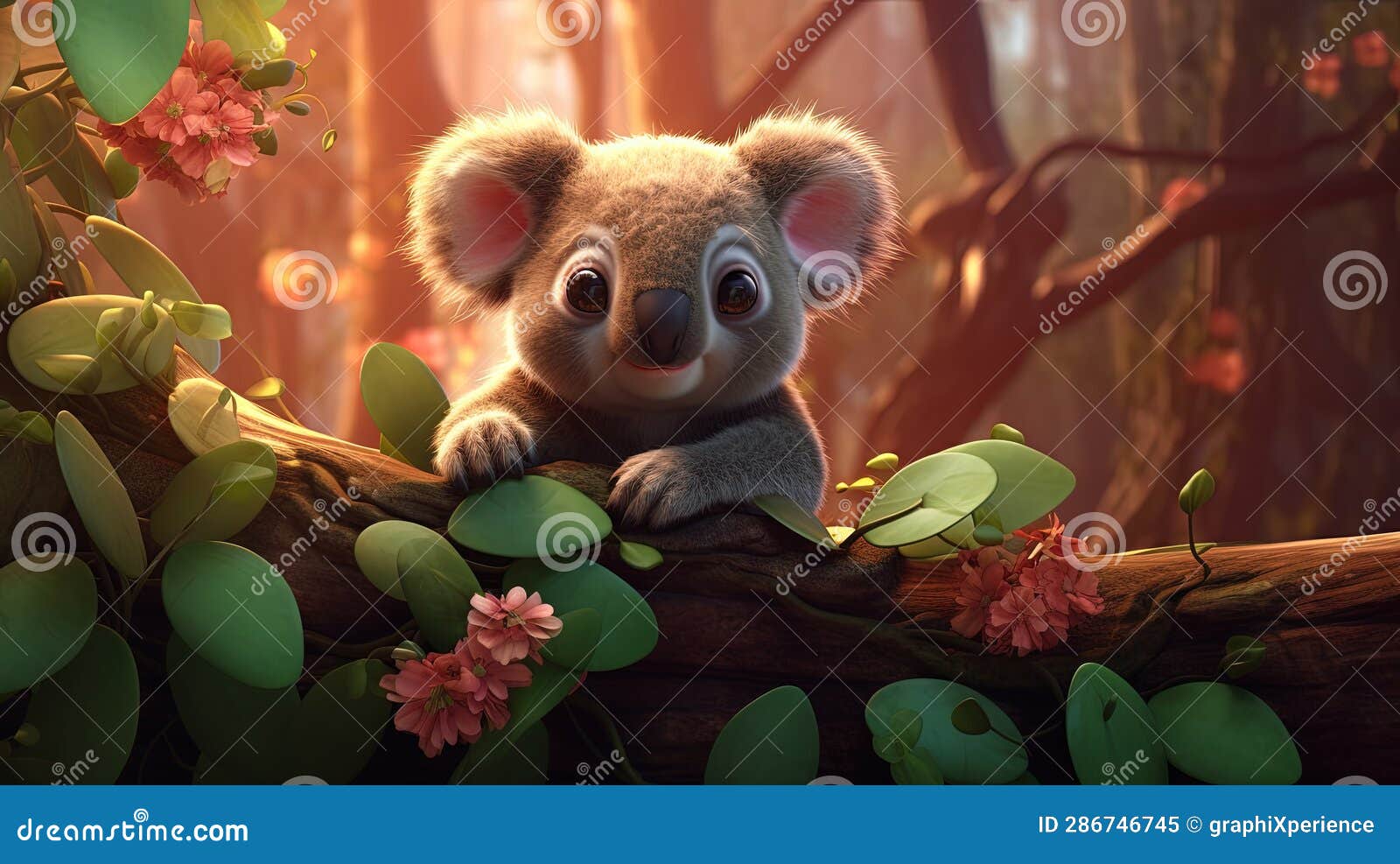 Cute Koala Anime Wallpaper stock illustration. Illustration of koala ...