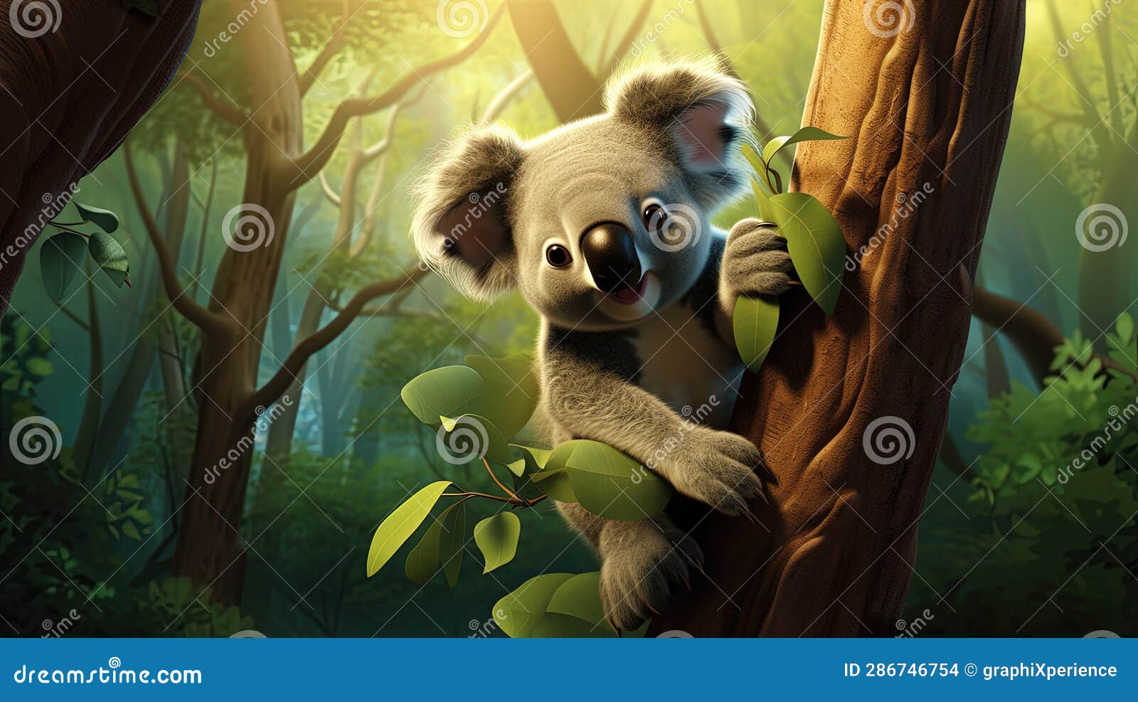 Cute Koala Anime Wallpaper stock illustration. Illustration of painting ...