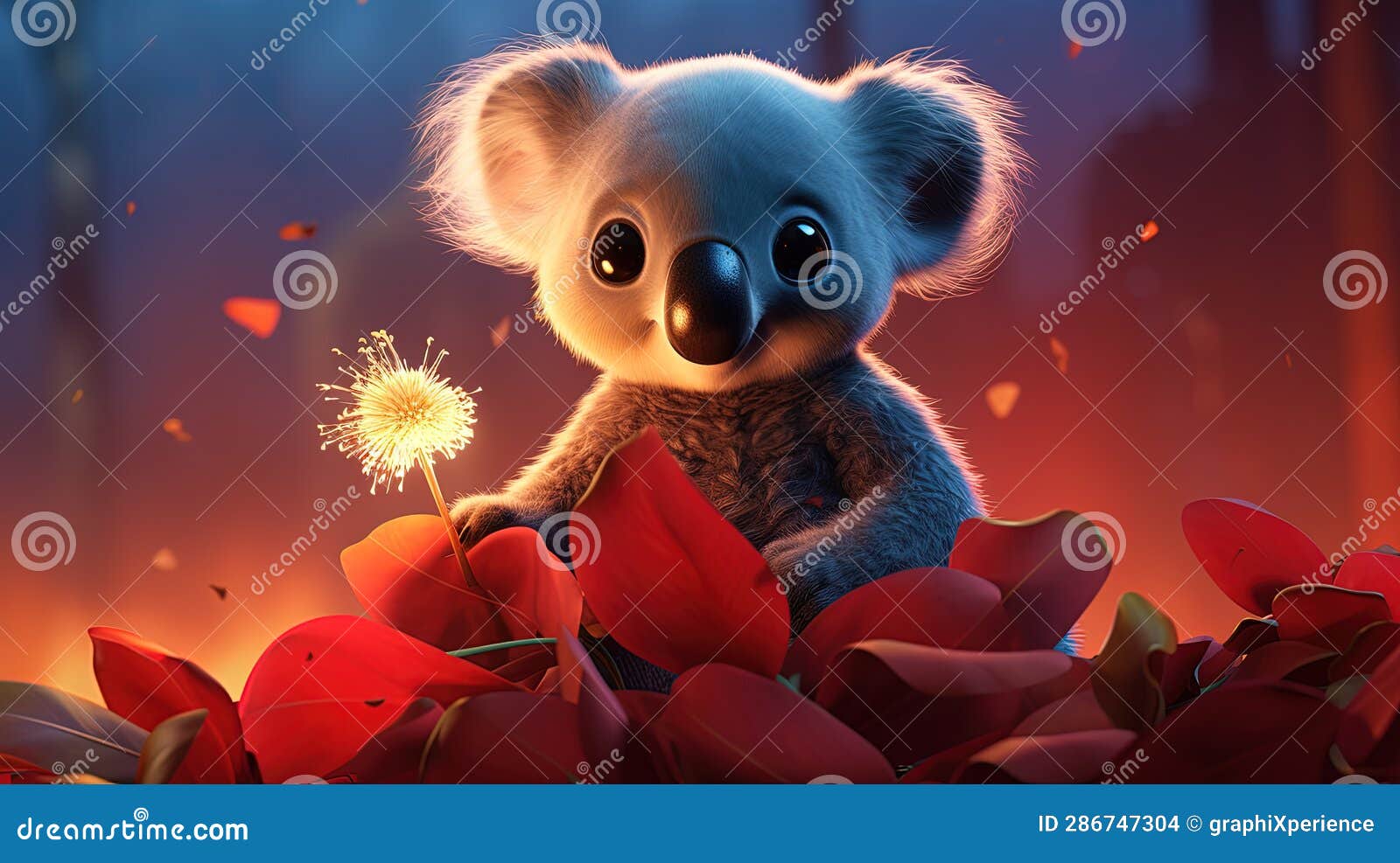 Cute Koala Anime Wallpaper stock illustration. Illustration of photorea ...