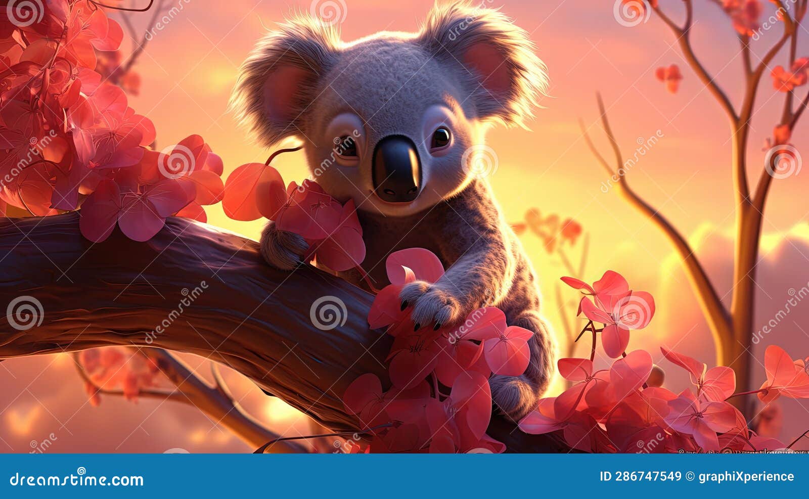 Cute Koala Anime Wallpaper stock illustration. Illustration of ...