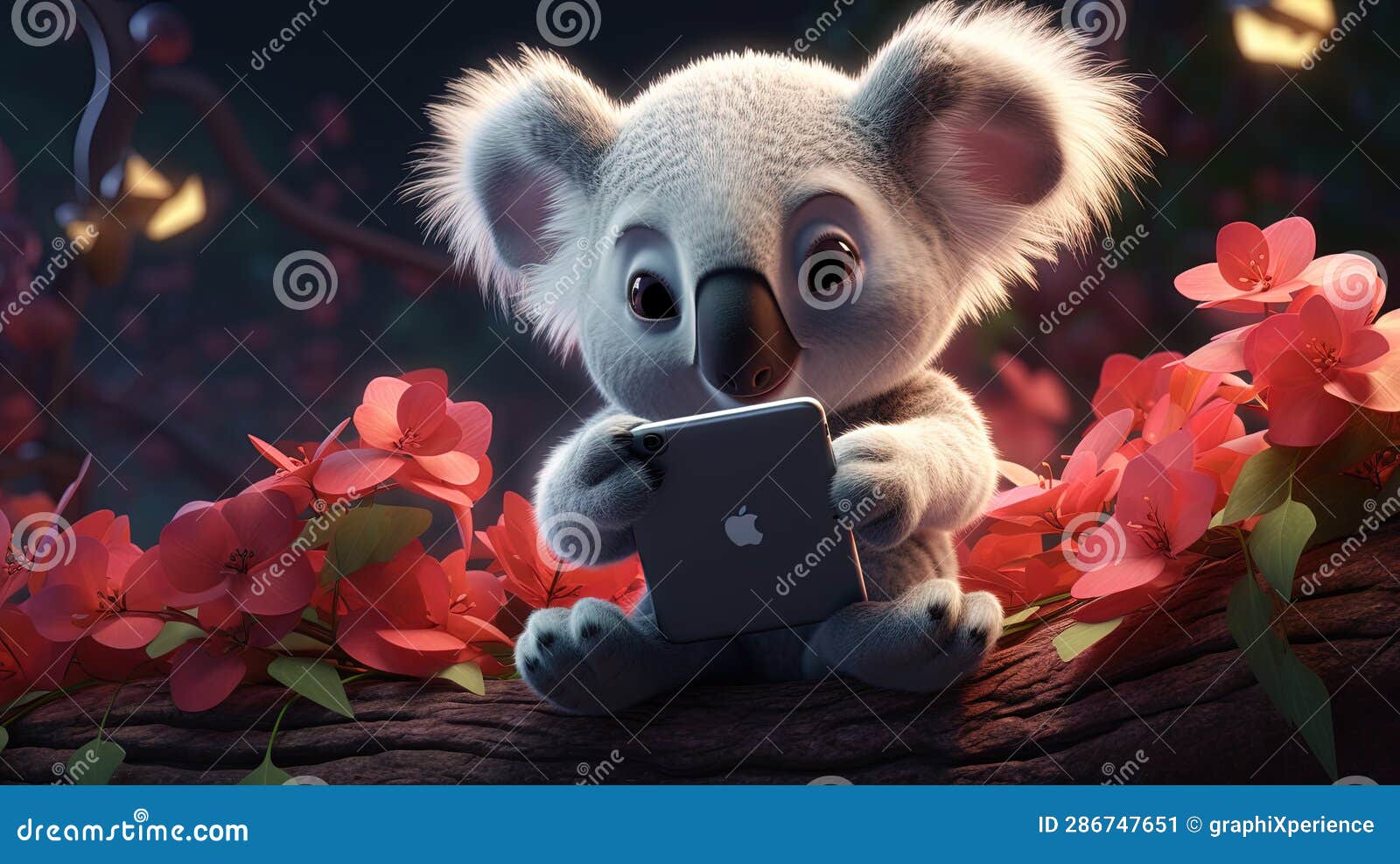 Cute Koala Anime Wallpaper stock illustration. Illustration of digital ...