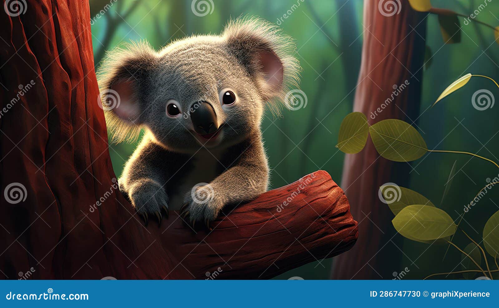 Cute Koala Anime Wallpaper stock illustration. Illustration of digital ...