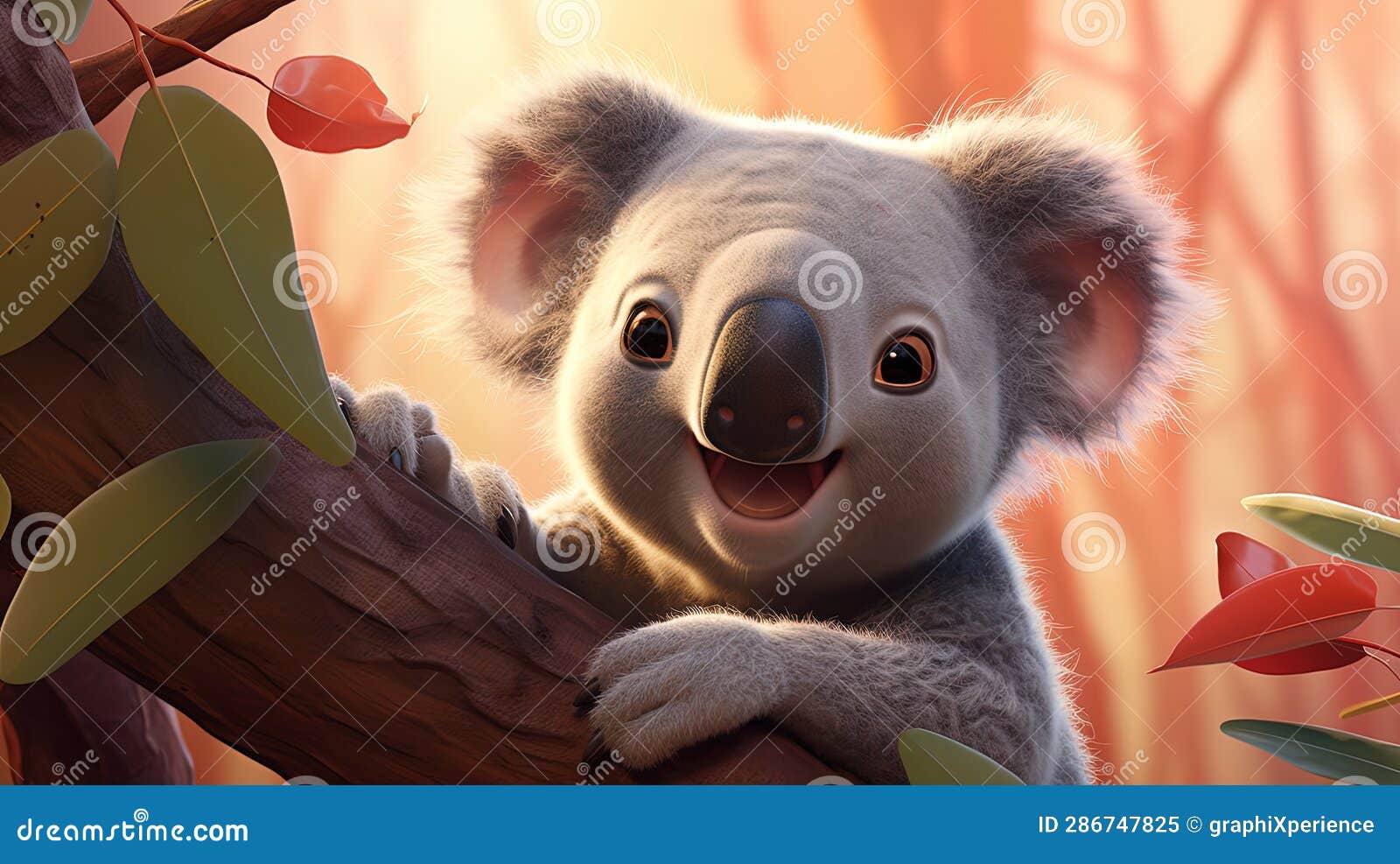 Cute Koala Anime Wallpaper stock illustration. Illustration of koala ...