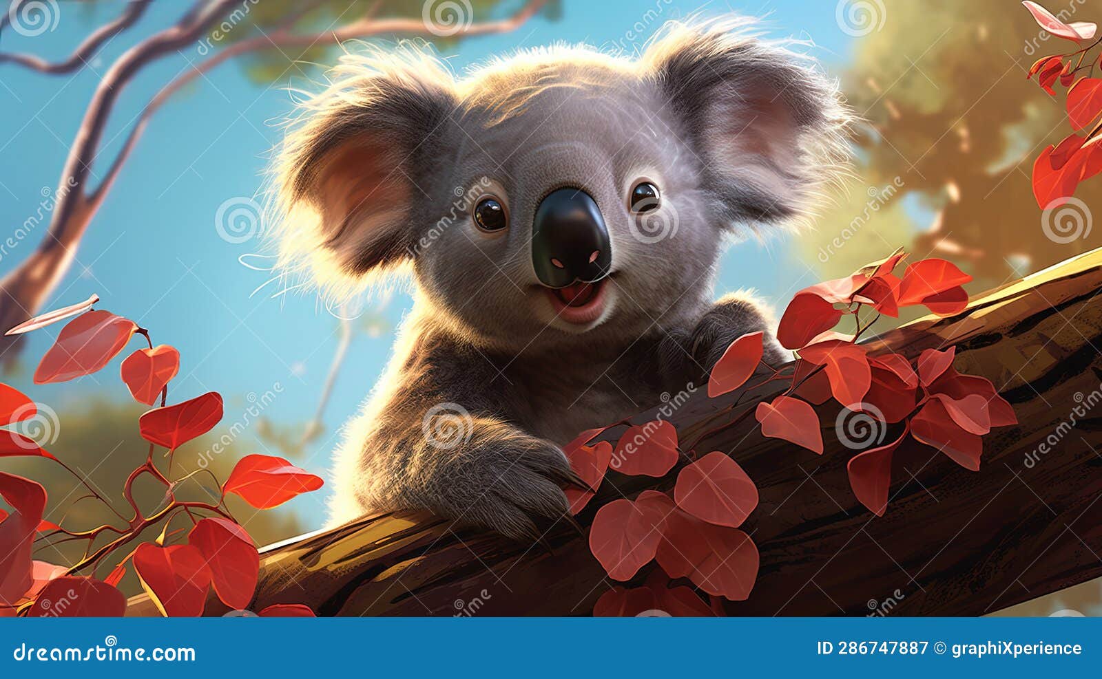 Cute Koala Anime Wallpaper stock illustration. Illustration of ...