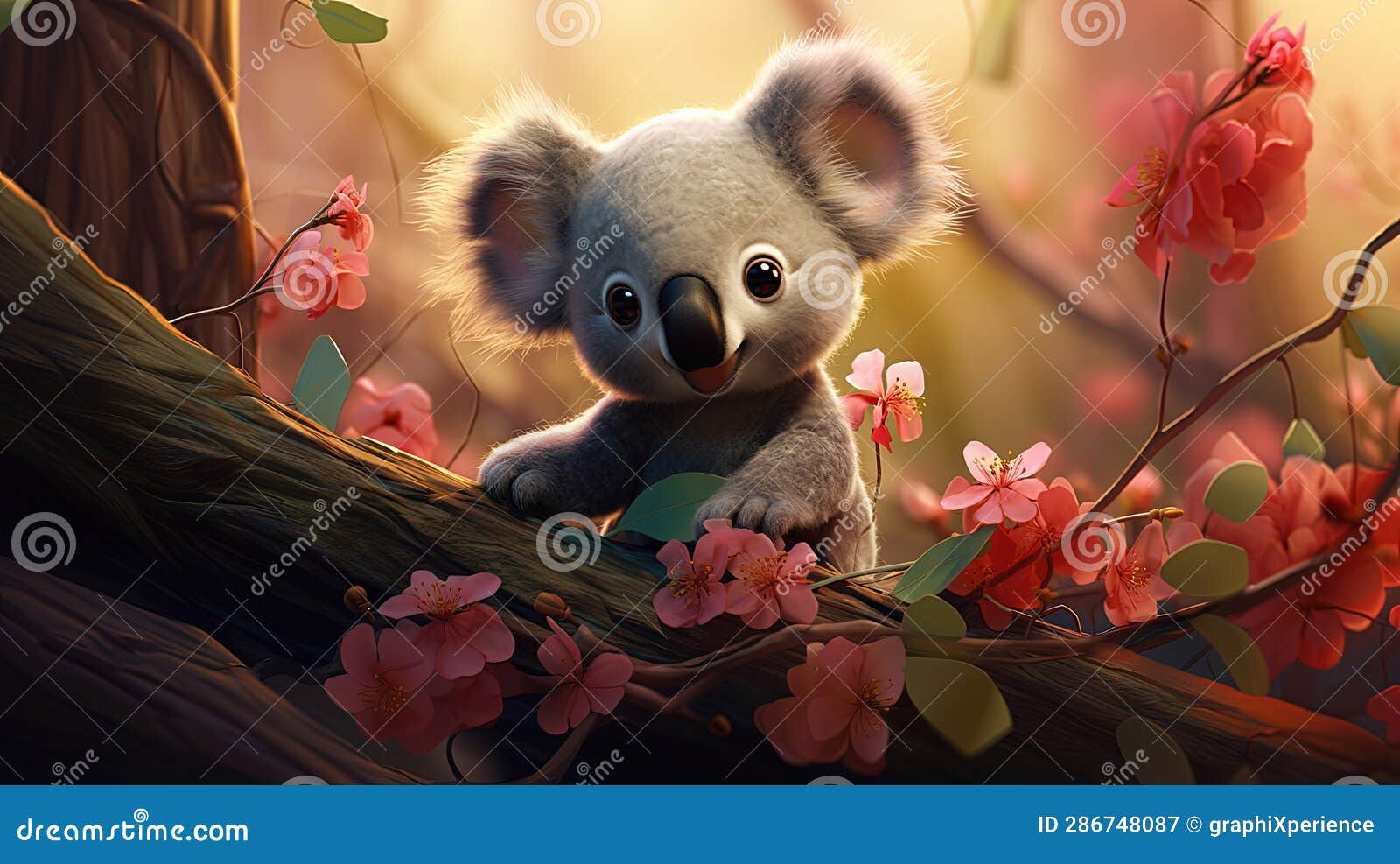 Cute Koala Anime Wallpaper stock illustration. Illustration of koala ...