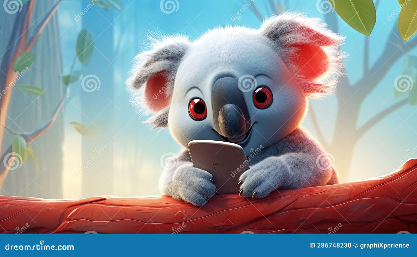 Cute Koala Anime Wallpaper stock illustration. Illustration of android ...