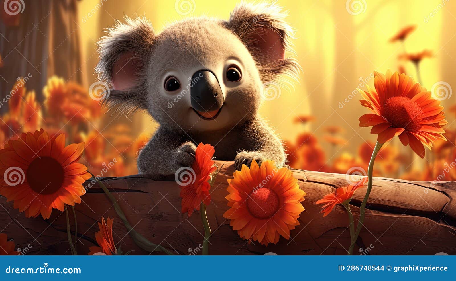 Cute Koala Anime Wallpaper stock illustration. Illustration of features ...